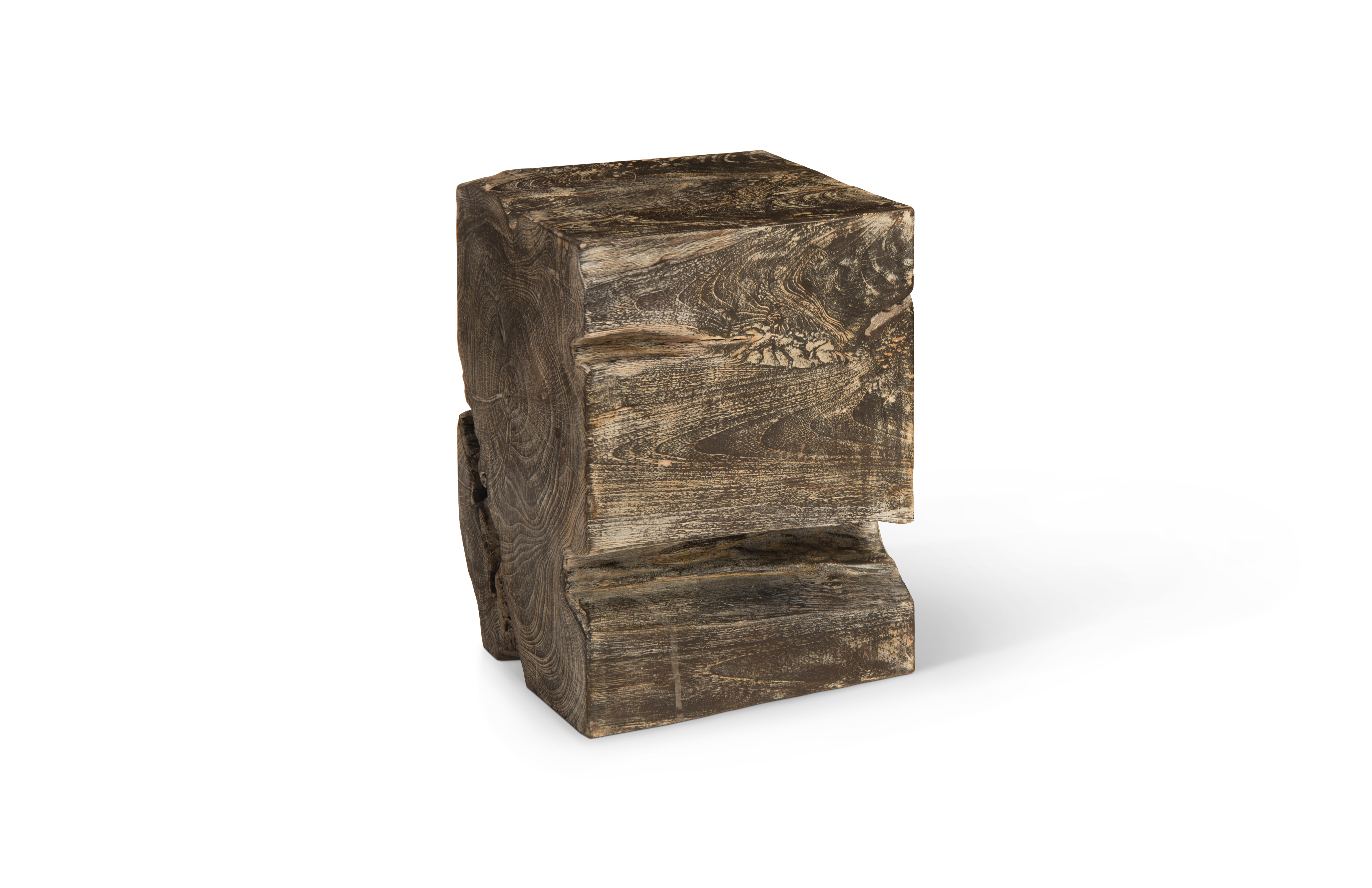 Phillips Collection Black Wash Solid Wood Accent Stool | Wayfair