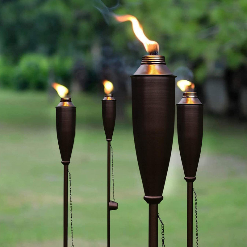 JASODI Garden Torch for Outside Set of 4 60 Inch Metal Backyard ...
