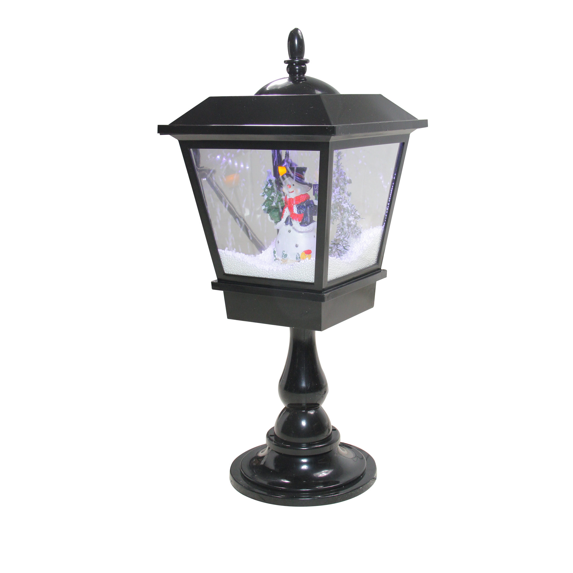 Northlight Seasonal 25.25" Lighted Musical Snowman Snowing Black Table ...
