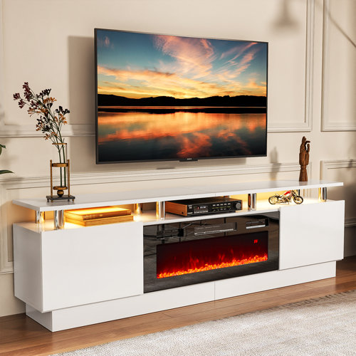 Ivy Bronx 80" Media Console For TVs Up To 90" With Electric Fireplace ...