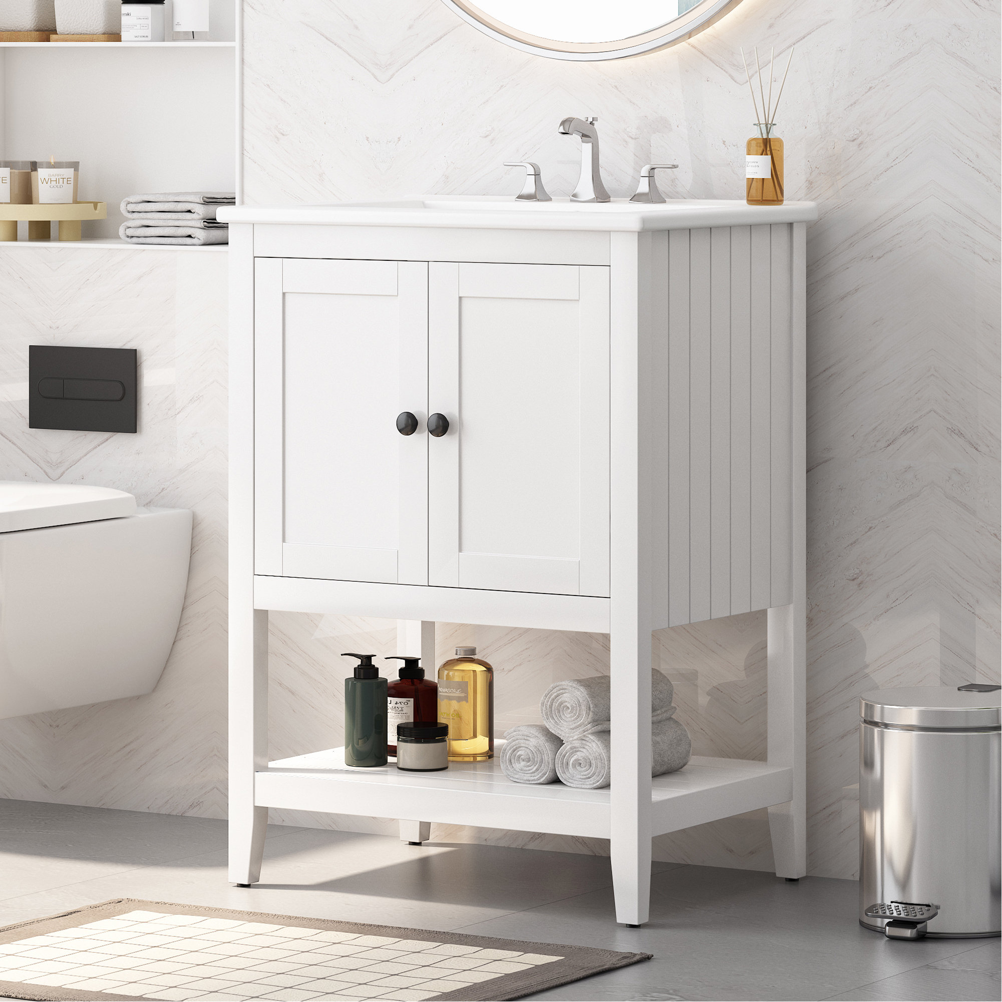 Red Barrel Studio® Bathroom Vanity With Ceramic Sink, Wood Frame ...