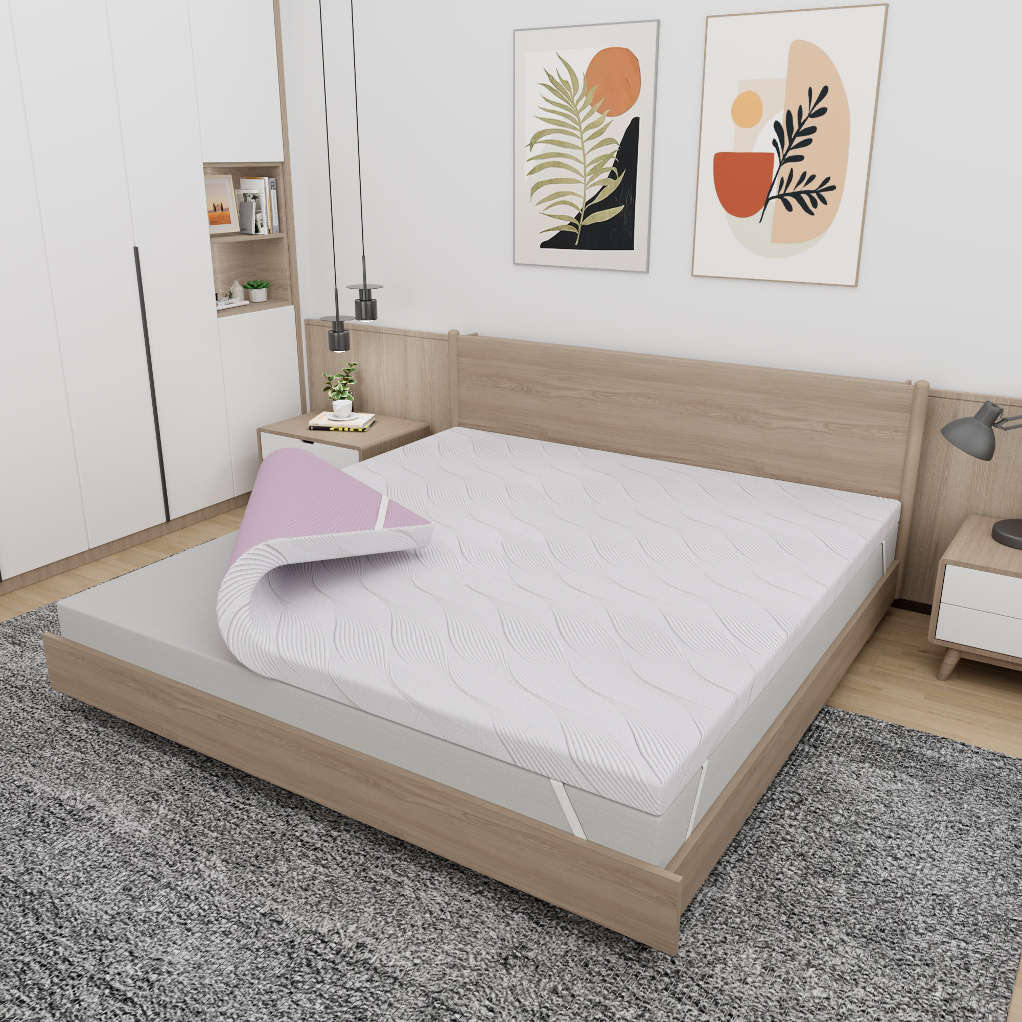 Alwyn Home Wulfram Alwyn Home 3'' Memory Foam Mattress Topper Lavender ...