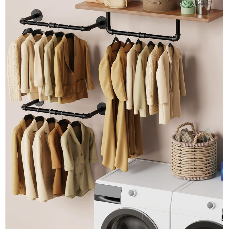 Williston Forge Kaiss 30'' Iron Wall Mounted Clothes Rack | Wayfair