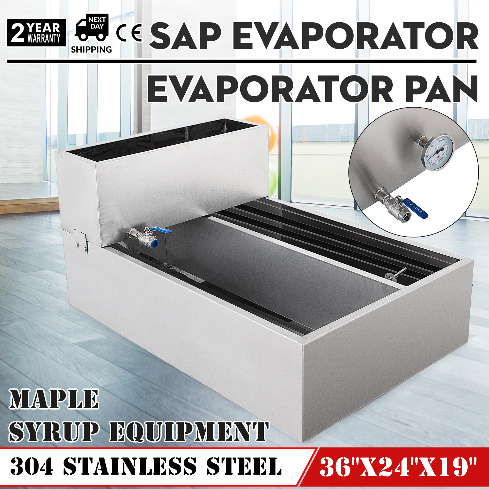 VEVOR Maple Syrup Evaporator Pan 36x24x18.5 Inch Stainless Steel Maple ...