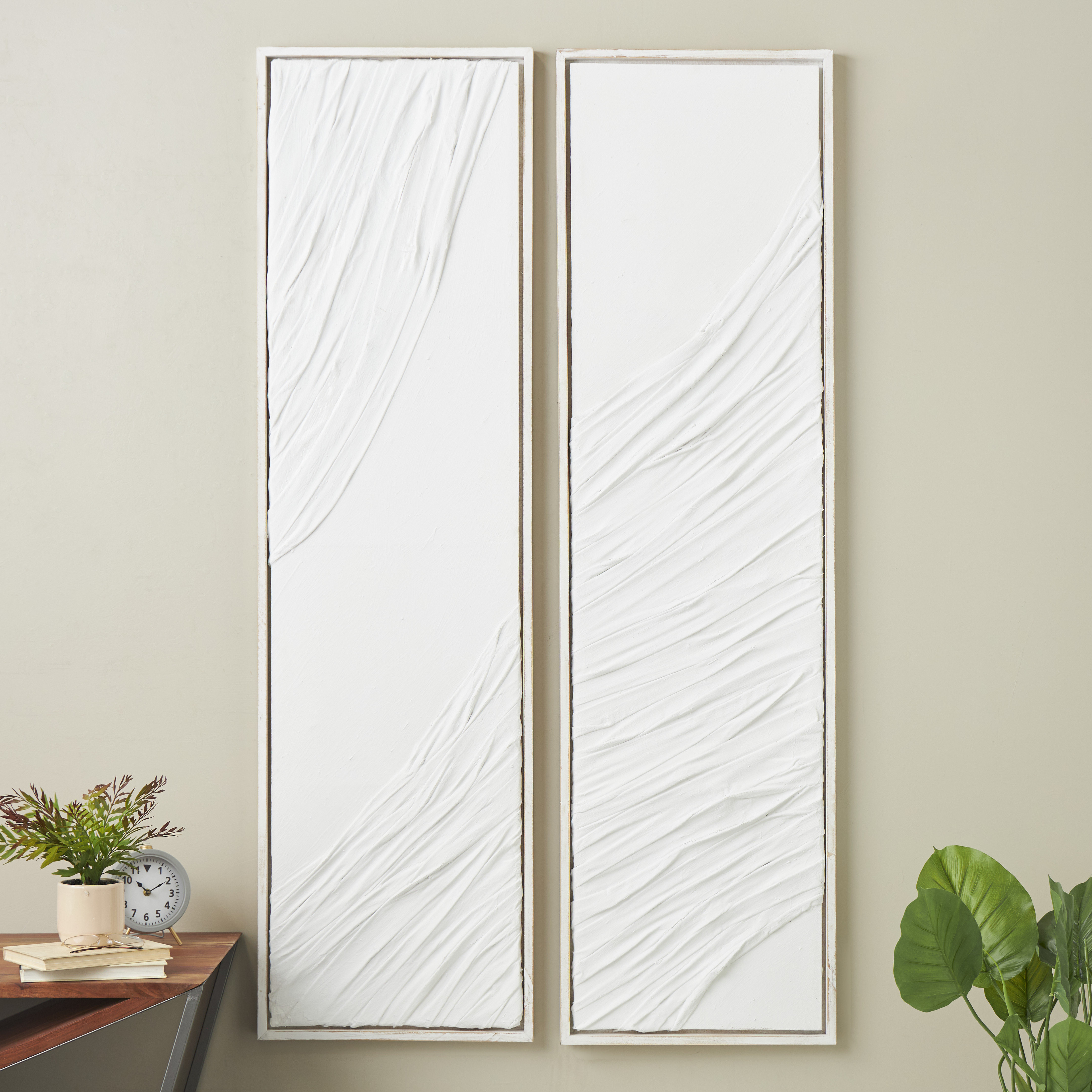 Ivy Bronx Wood Dimensional Wavy Textured Panel Abstract Cream Wall ...