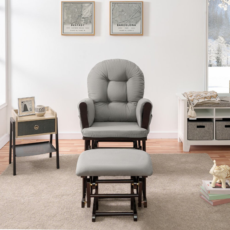 Winston Porter Parkhur Rocking Chair Nursery Glider with Ottoman ...