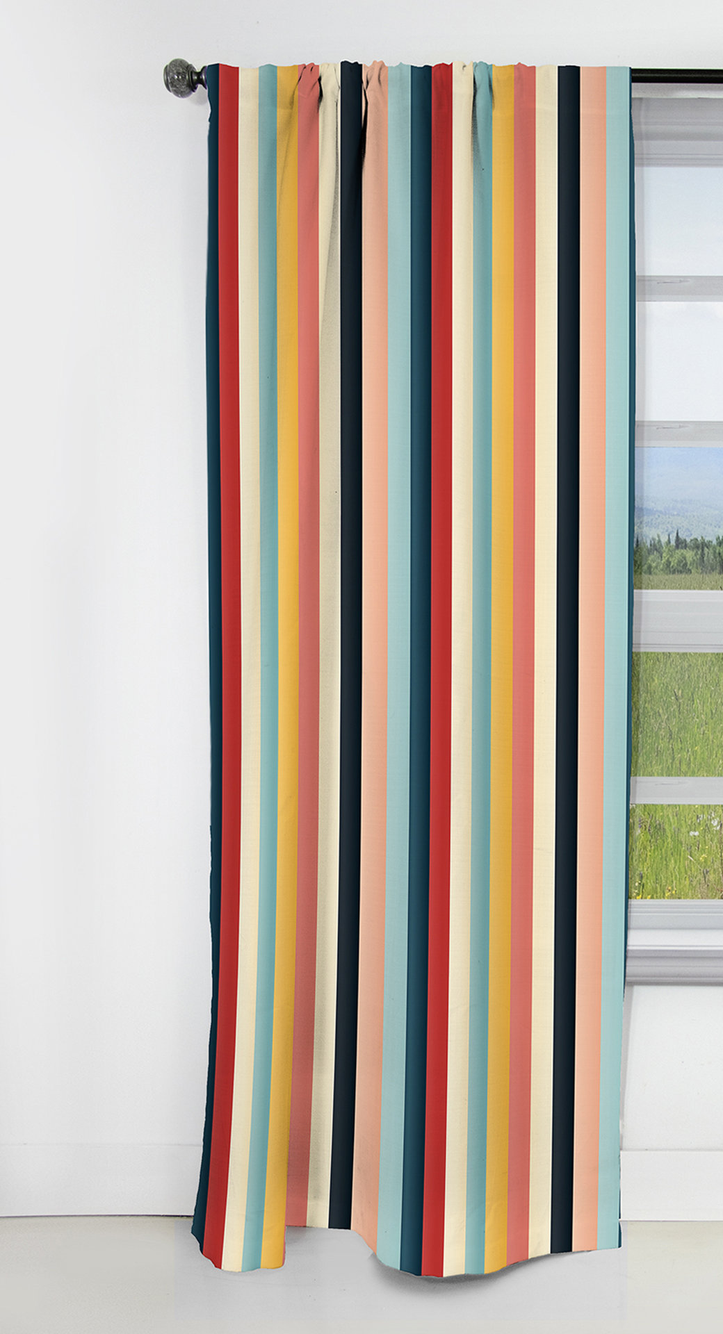 Design Art Colorful Nostalgia Striped Pattern - Stripped Curtain ...