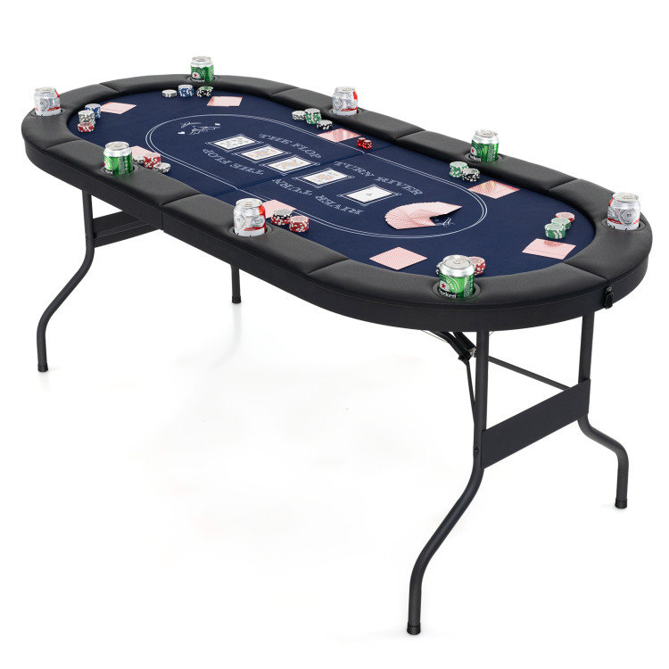CasaCore 72 Inch Foldable Poker Table for 8 Players Portable Oval Card ...