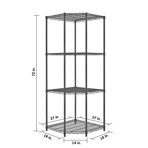 TRINITY PRO Black 4-Tier NSF Corner Steel Wire Garage Storage Shelving ...