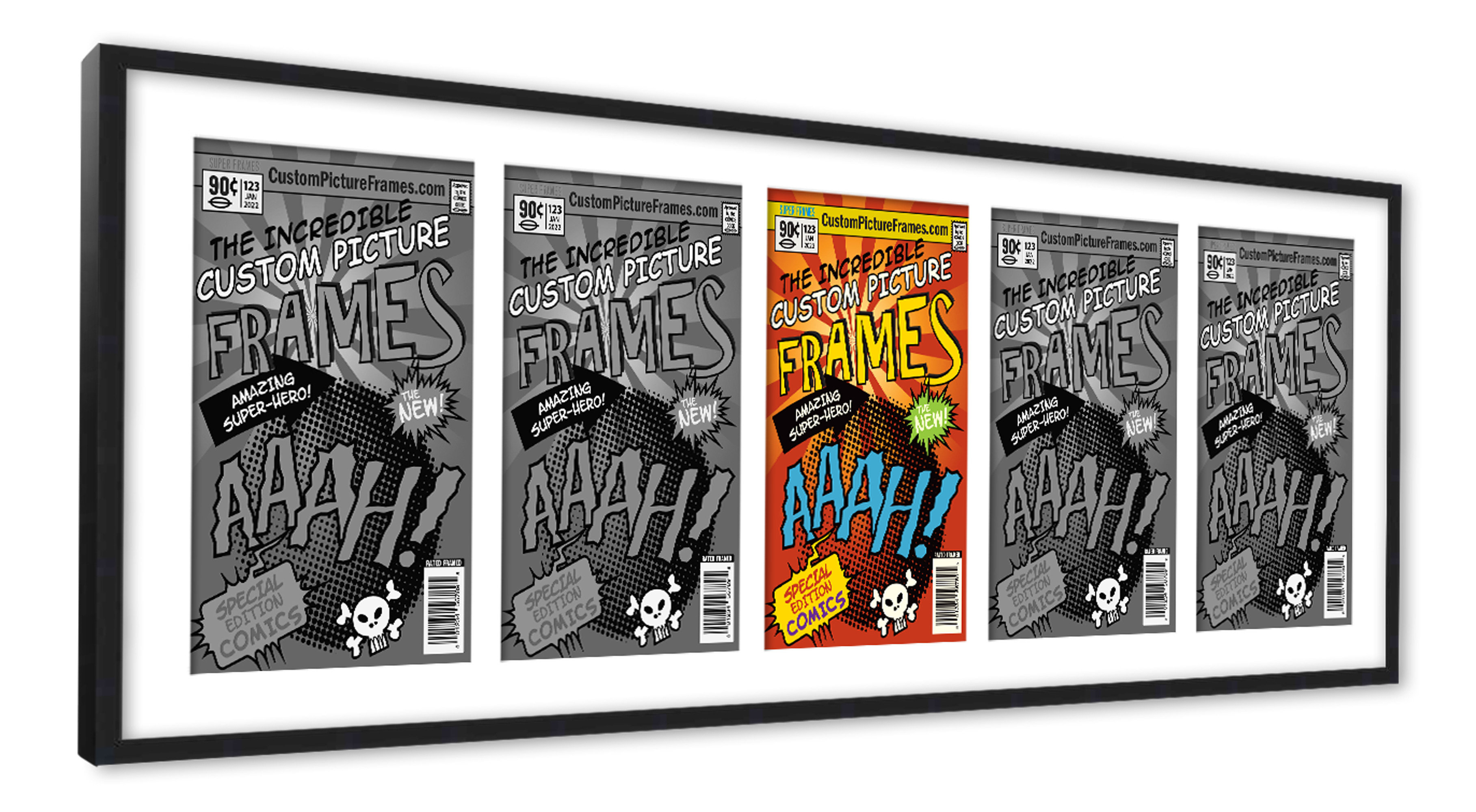 CustomPictureFrames.com 5 Comic Book Frame Mat To Display 5 Comic Books ...