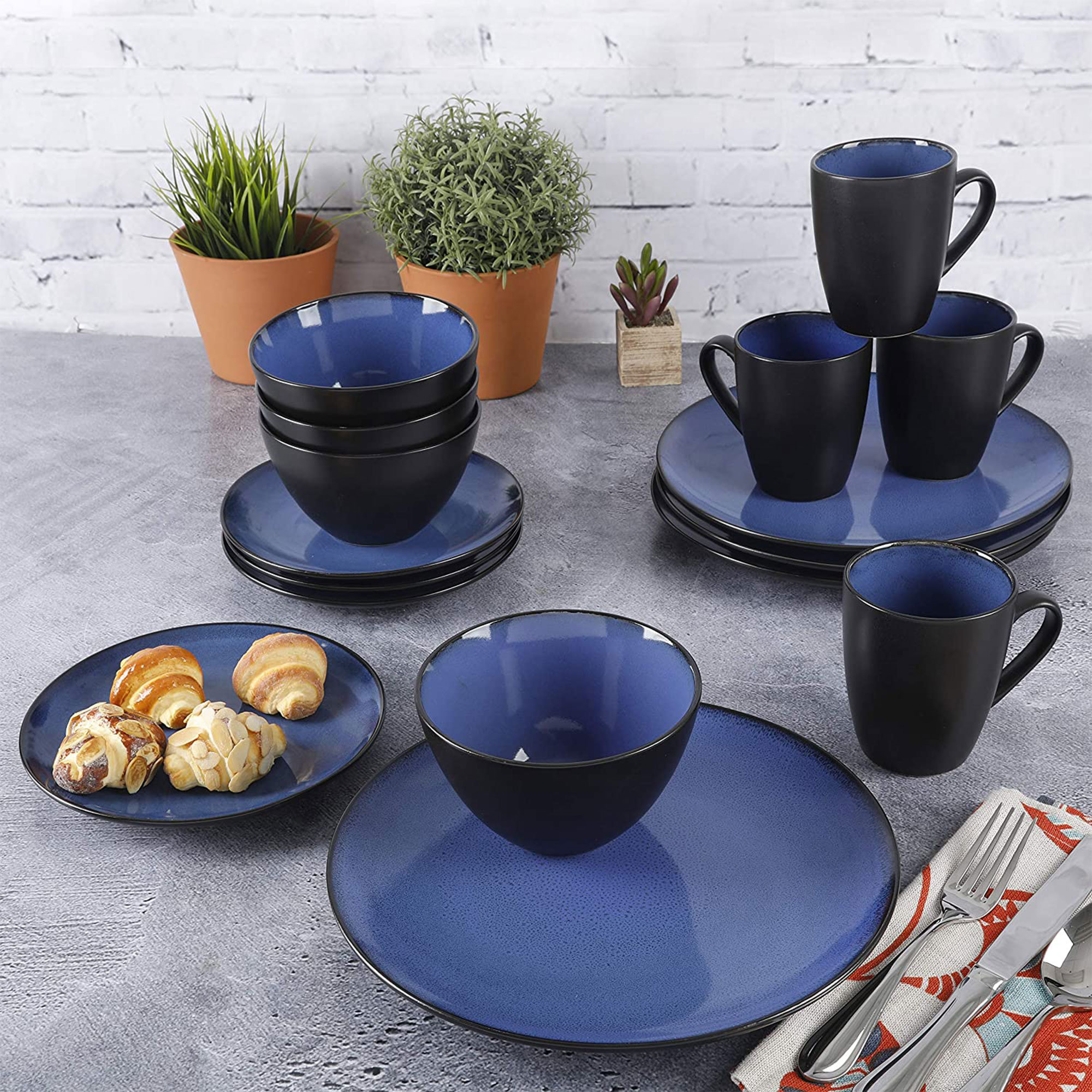 Gibson Longshore Tides Stoneware Dinnerware Set - Service for 4 ...