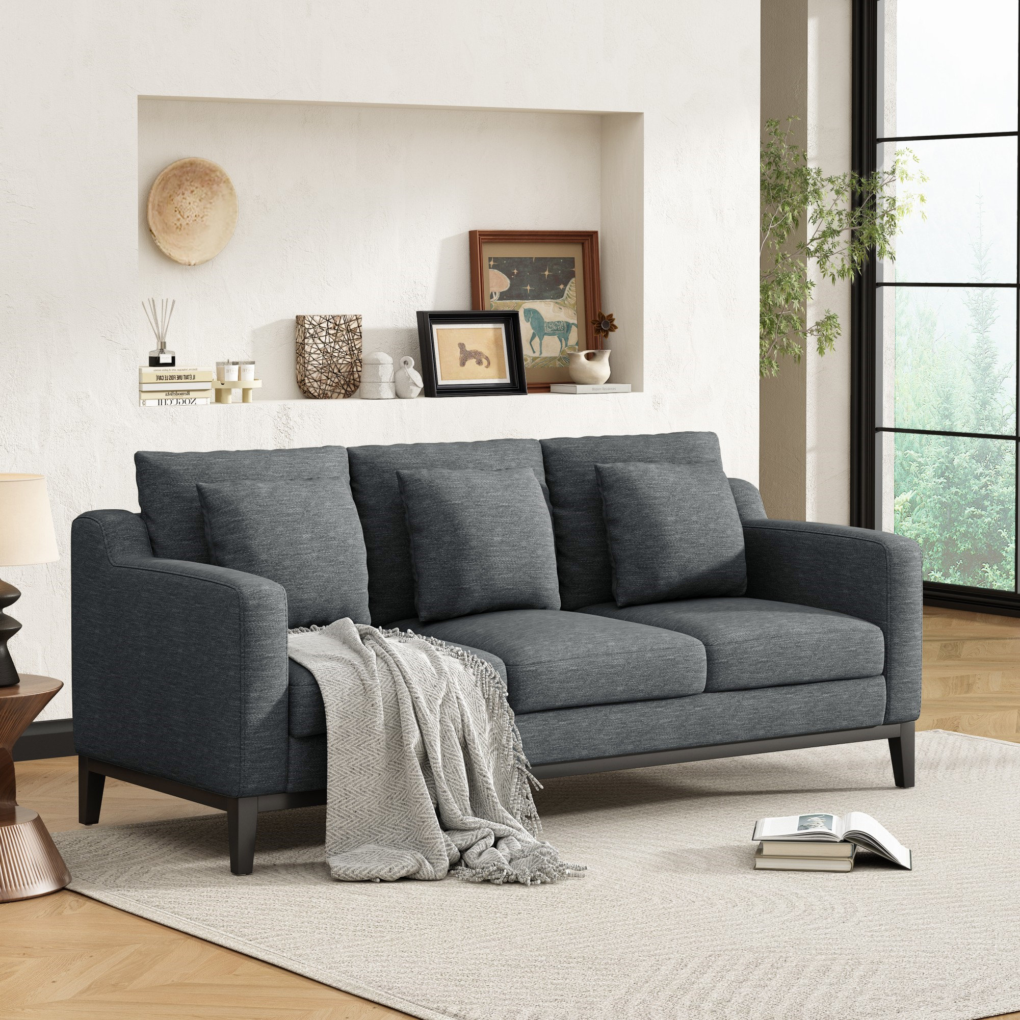 Latitude Run® 3-Seat Sofa With Wooden Legs For Living Room | Wayfair