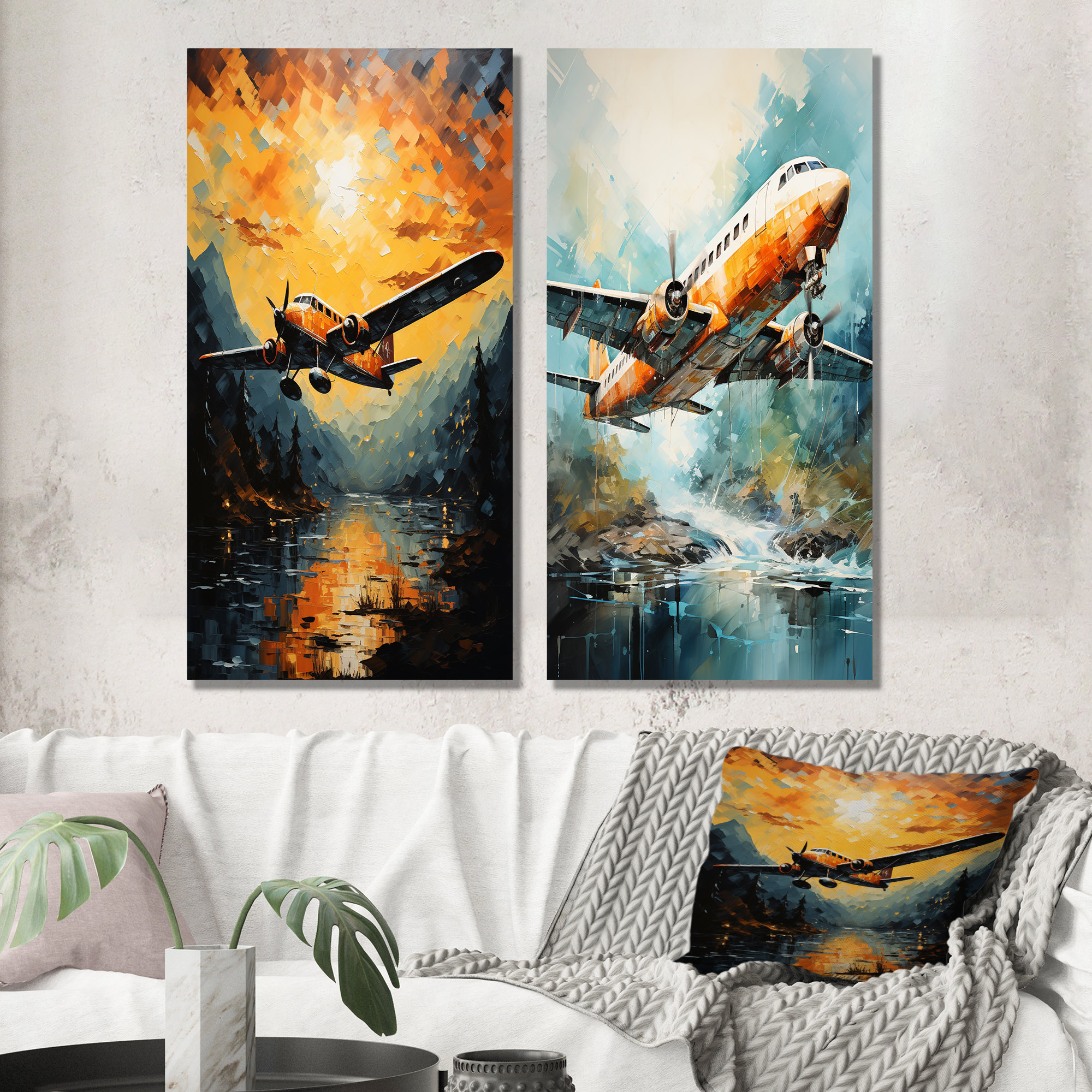 Williston Forge In Flight Plane Horizons - Plane Wall Art Living Room ...