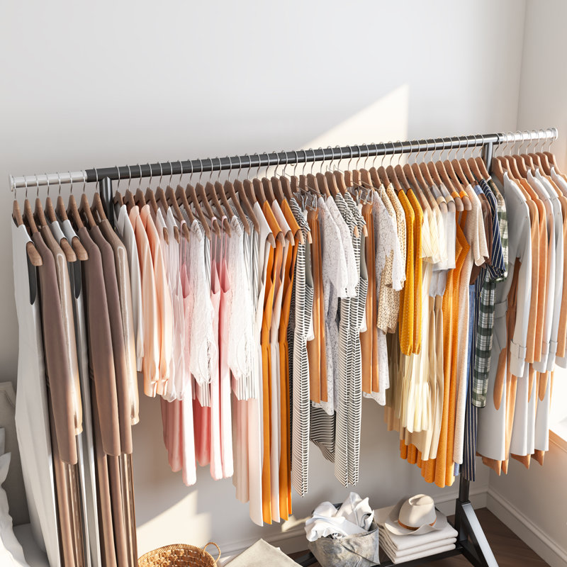 Rebrilliant Masen Metal Garment Rack Freestanding Clothes Hanging Rack ...