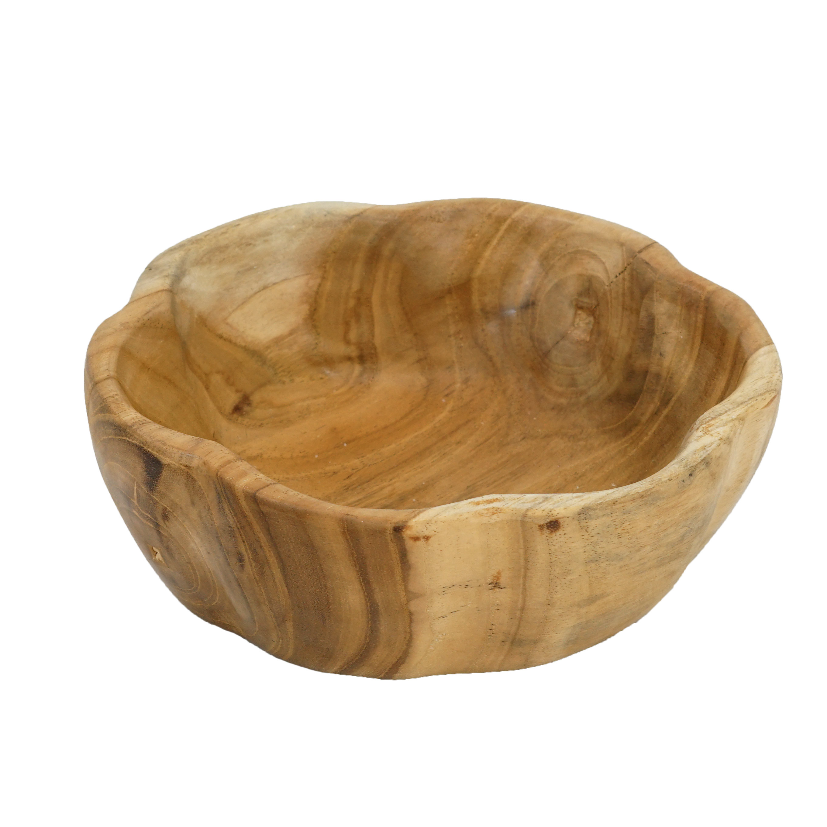 Loon Peak® Decorative Shallow Brown Teak Wood Bowl | Wayfair