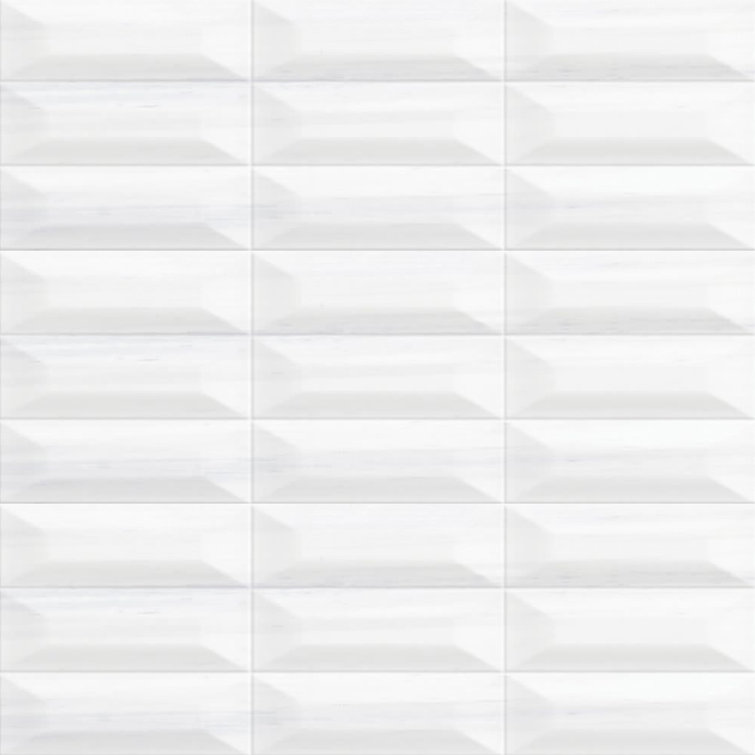 Encore Surfaces Cult 10" x 30" White Lasa Marble Look Beveled Subway ...