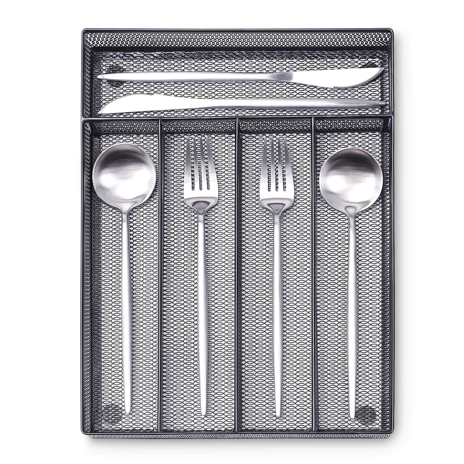 Hokku Designs 5 Compartment Non-Slip Metal Mesh Silverware Drawer ...