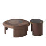 17 Stories Tavola Modern Round Coffee Table Set Glass And Wood | Wayfair