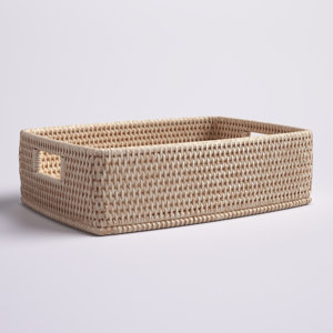 Dotted Line™ Rattan Rectangular Basket with Rounded Corners and Cutout ...