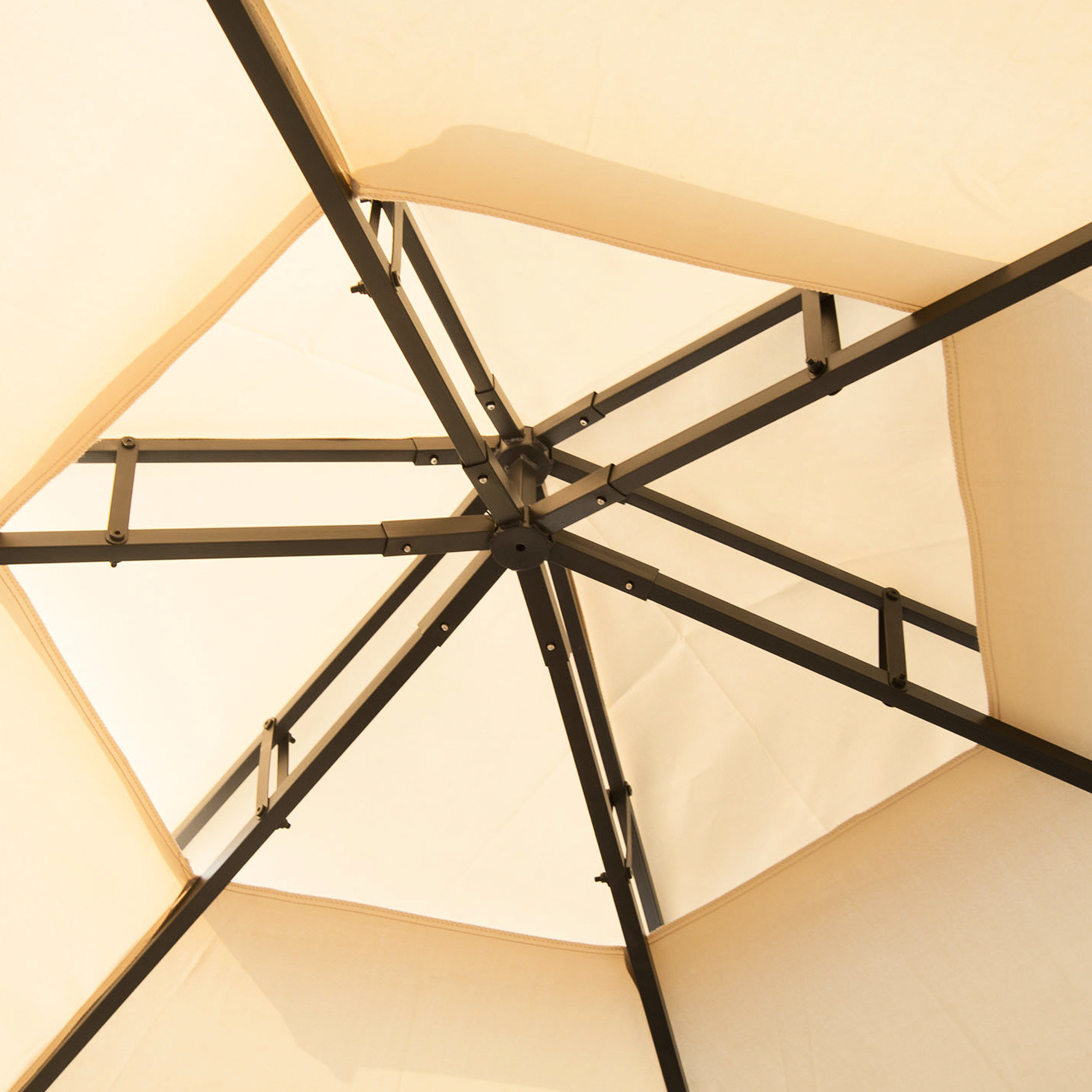 Hokku Designs Beige 13' X Gazebo With Steel Frame - Double Roof Hexagon ...