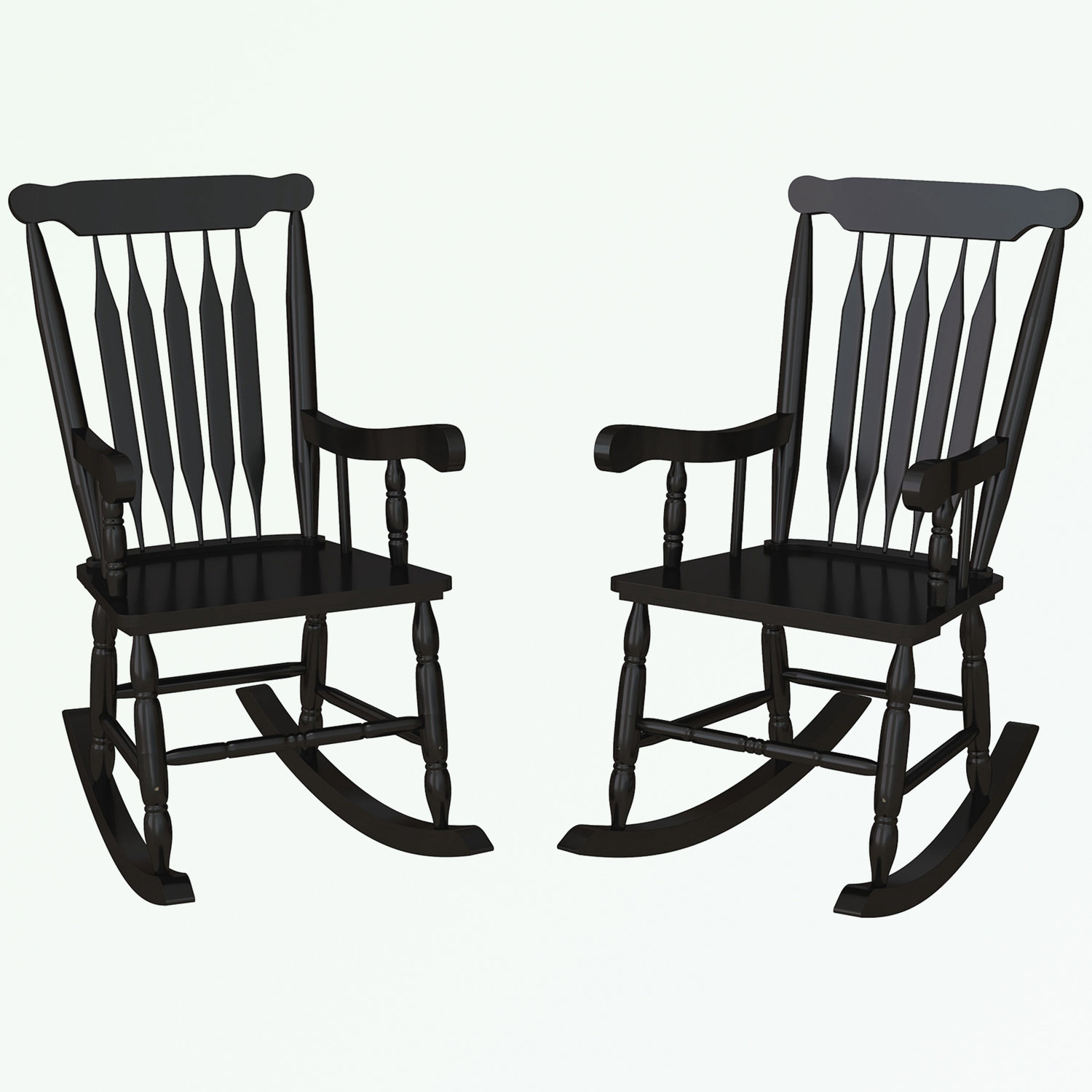 Rosalind Wheeler 2 Pieces Outdoor Wood Rocking Chairs Set with armrest ...