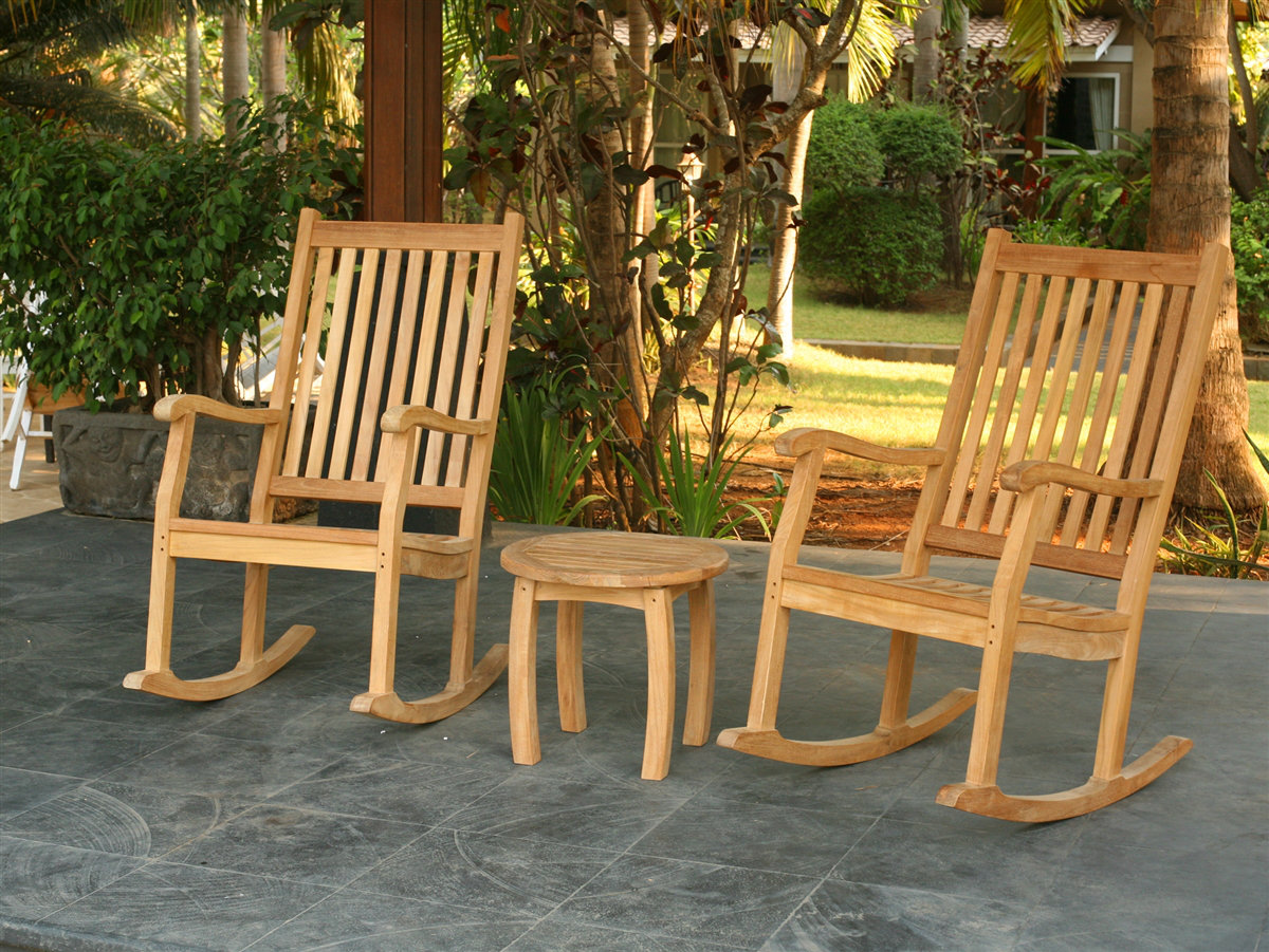 Tortuga Outdoor Jakarta 3pc Teak Rocker Set | Wayfair