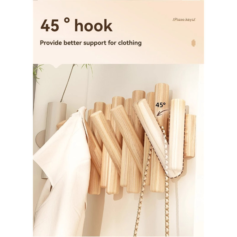 Millwood Pines Bertila Solid Wood Freestanding 7 - Hook Wall Mounted ...