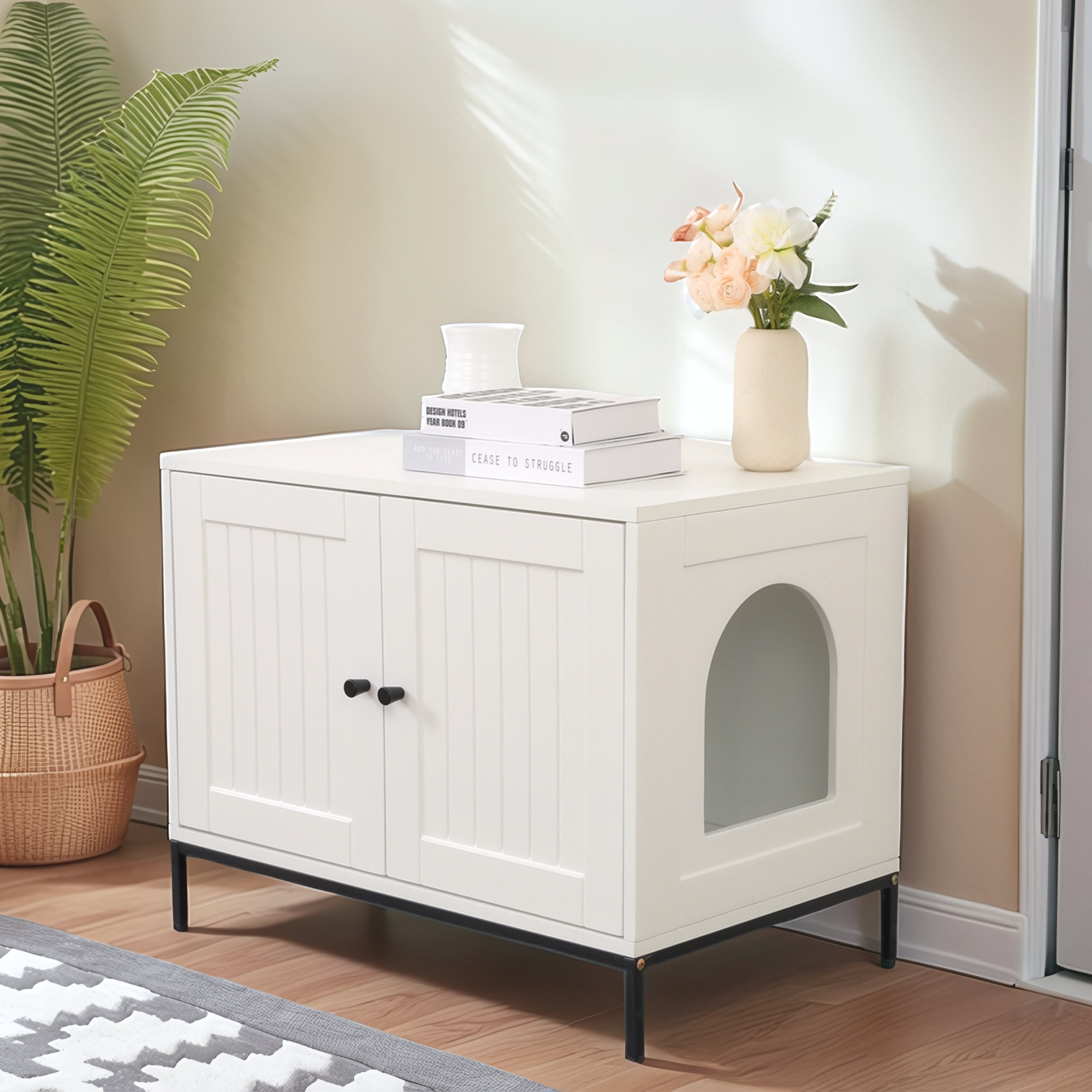 Tucker Murphy Pet™ Modern Cat Litter Box Enclosure, Dual-entry Cat ...