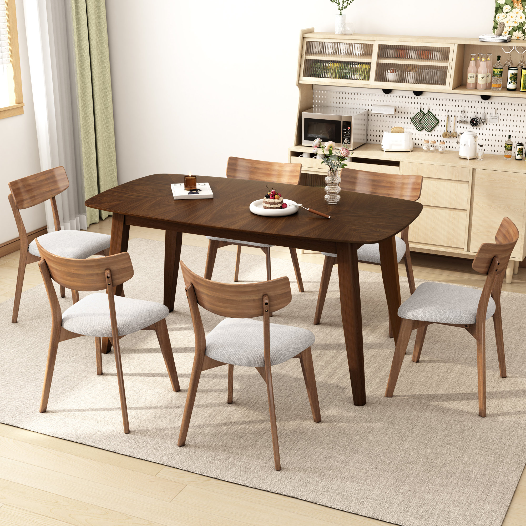 Corrigan Studio Mid-century Modern 7-piece Dining Set With Walnut Table ...