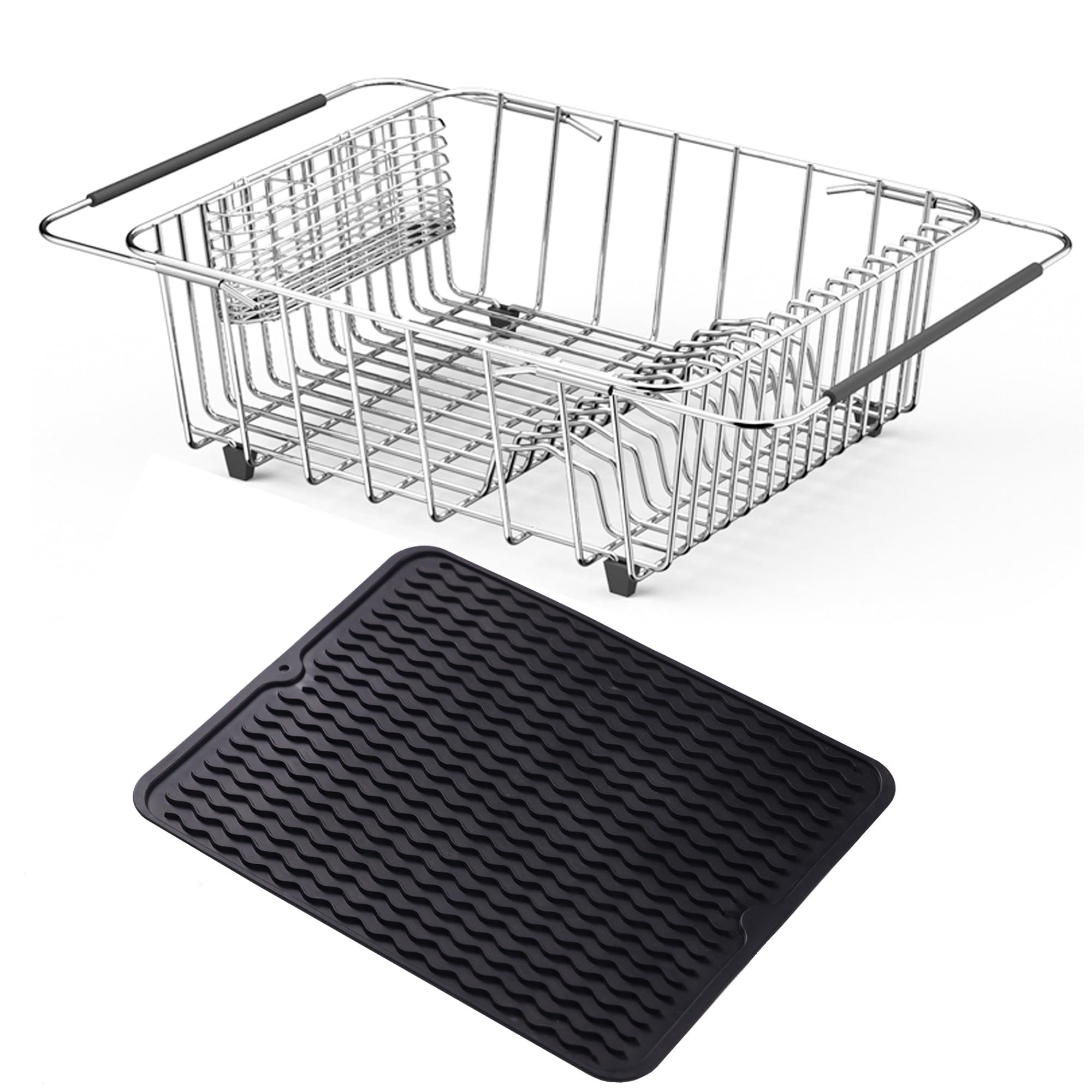 COAHAHA Adjustable Stainless Steel Dish Drainer Rack – Over Sink ...