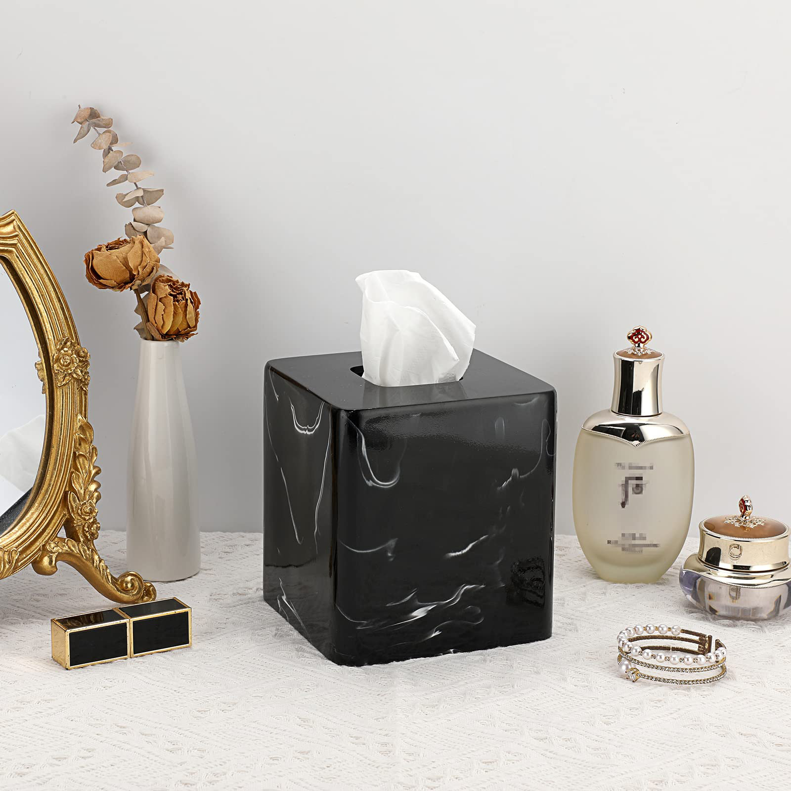 Brayden Studio® Resin Square Tissue Box Cover - Stylish Cube Tissue Box ...