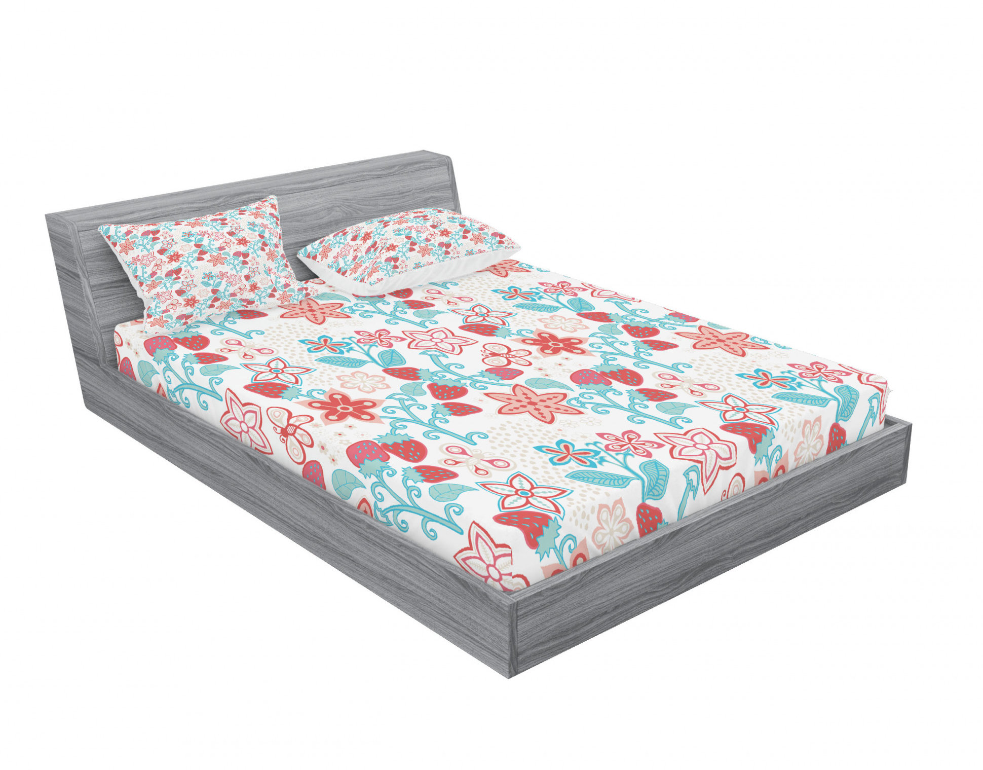 Ambesonne Ladybugs Butterflies Strawberries Kids Floral Sheet set | Wayfair