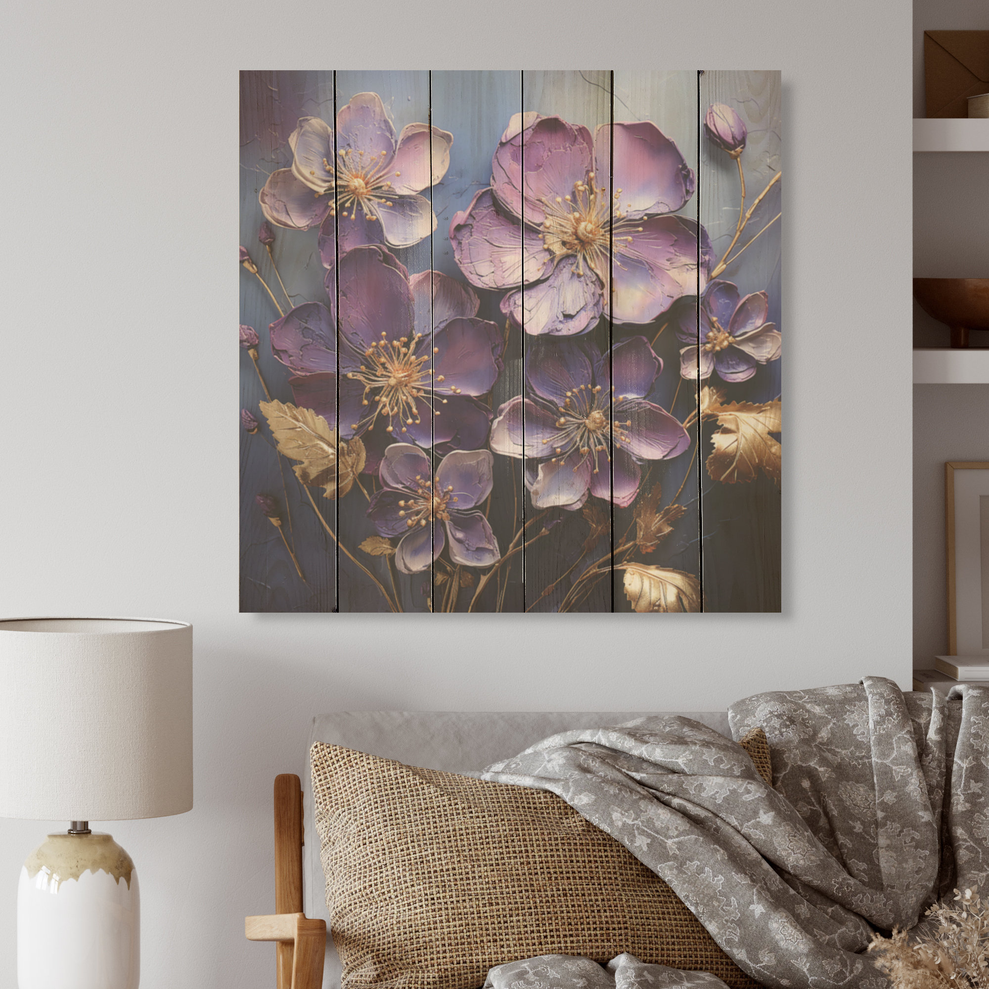 Winston Porter Royal Elegance - Violets Wood Panel Wall Art On Natural ...
