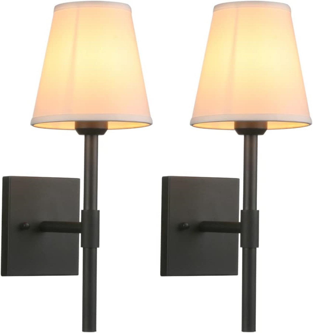 Hokku Designs Set of 2 Hardwired Bathroom Wall Sconces with White ...