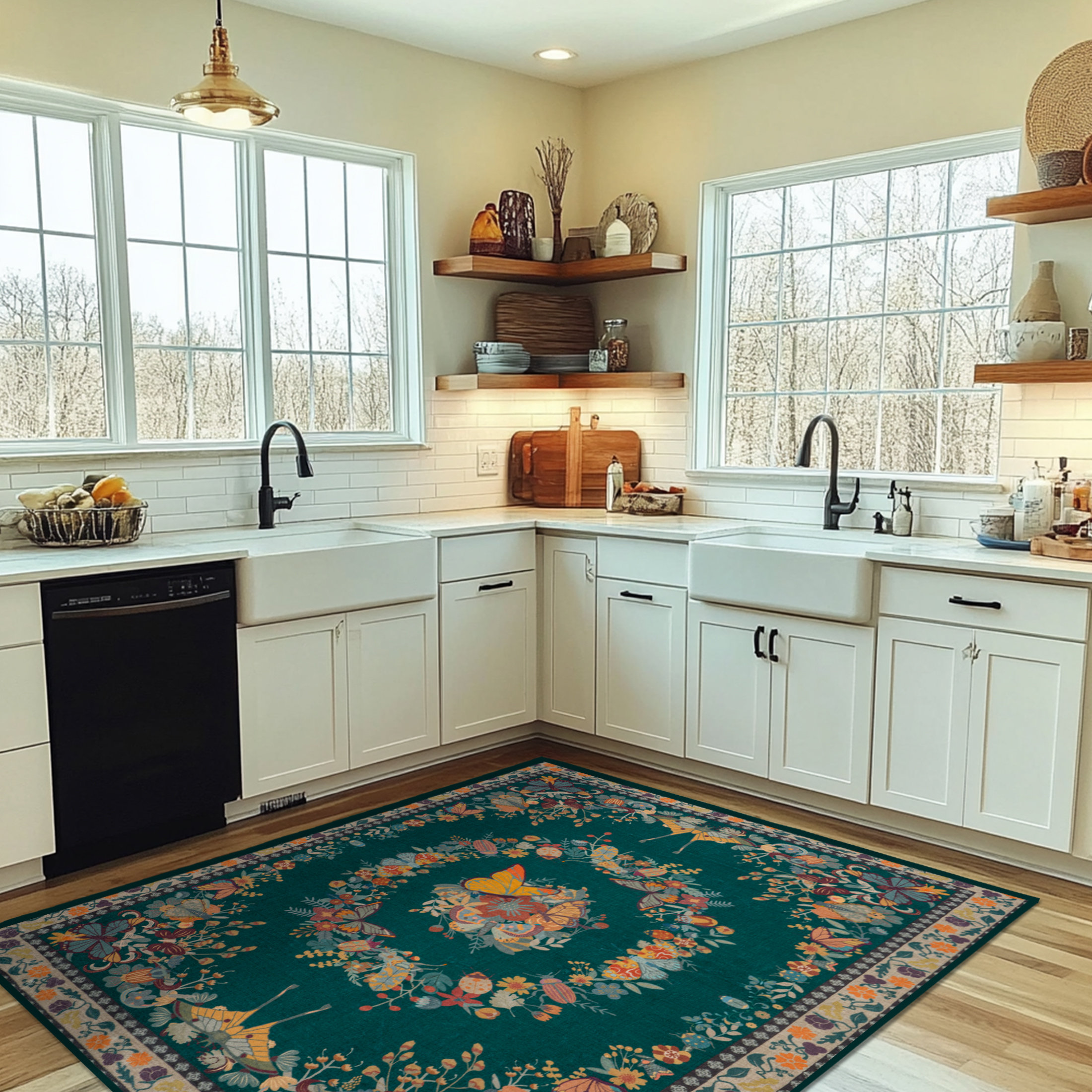 PINEPAL Butterfly Rug for Living Room, Low Pile Throw Rugs with Rubber ...