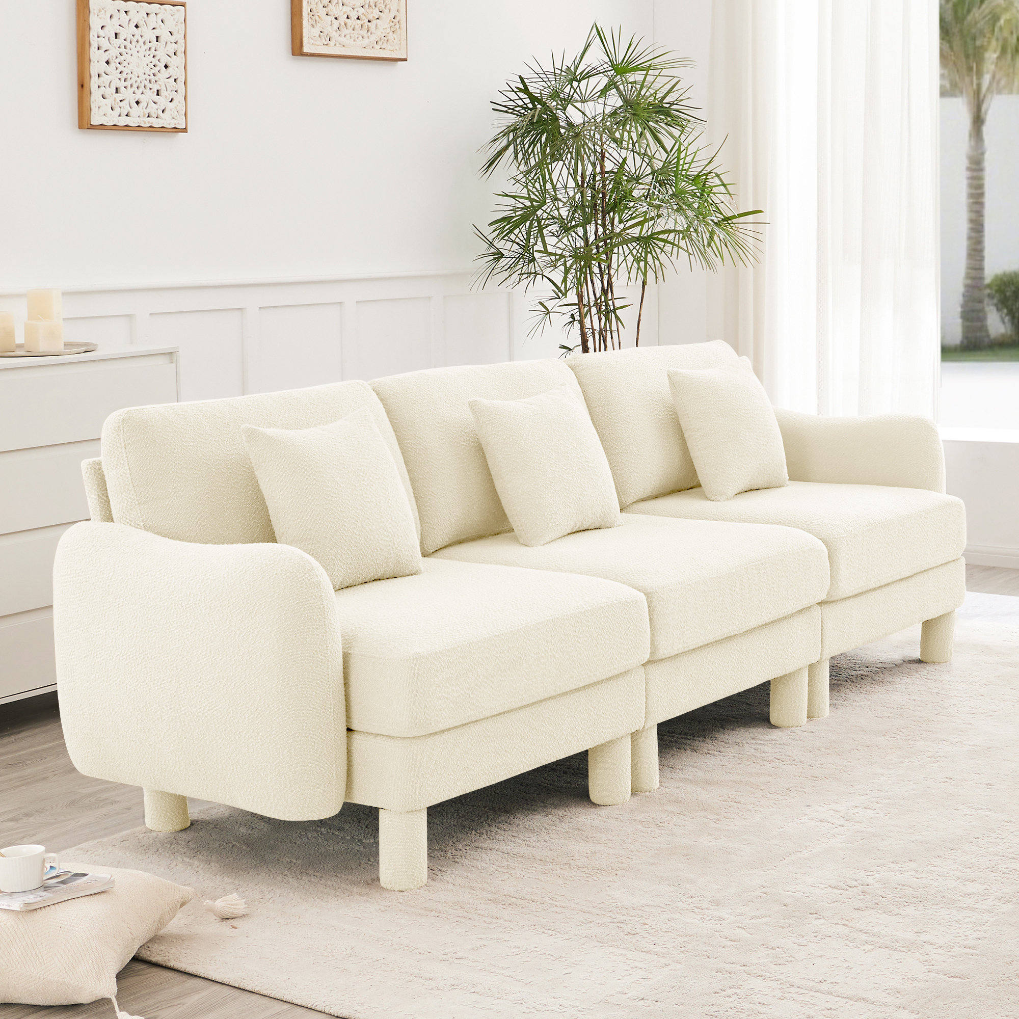Latitude Run® Fabric 3-seater Hedden Couch With Distinctive Shell ...