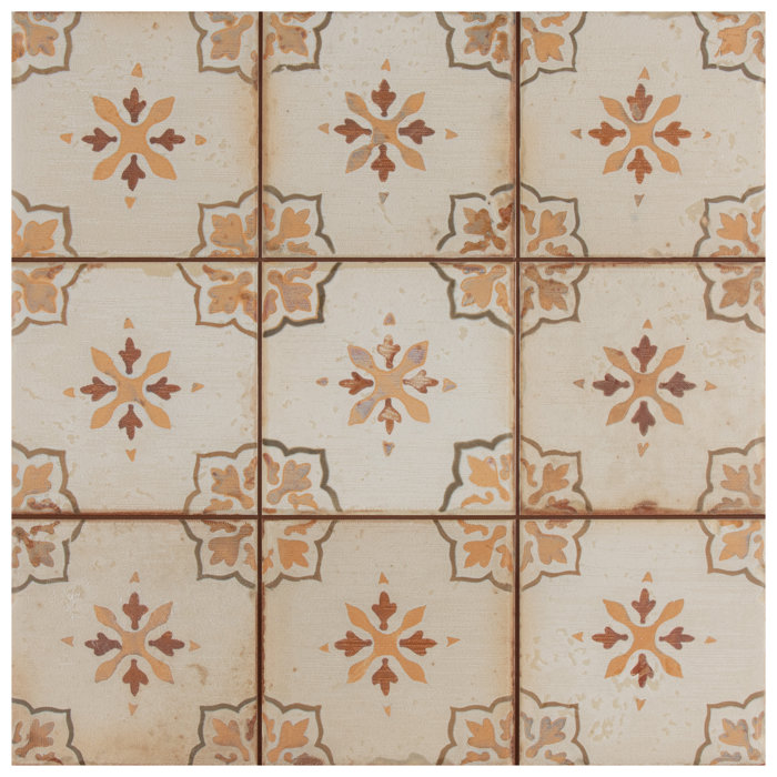 Merola Tile Mirambel 13" x 13" Ceramic Patterned Wall & Floor Tile ...