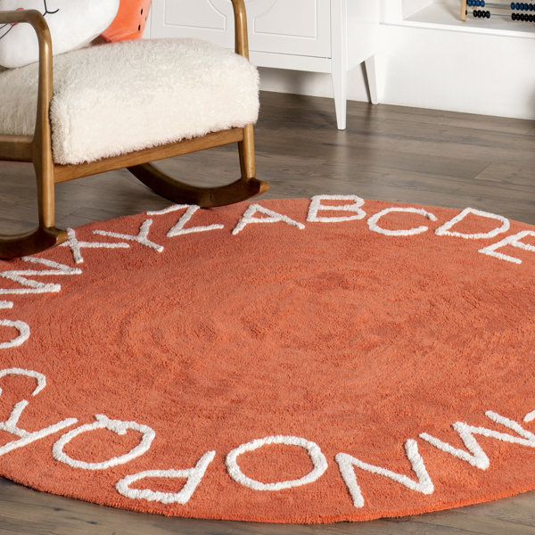 Ebern Designs Alphabet SpinCleanhable Round Rug & Reviews | Wayfair