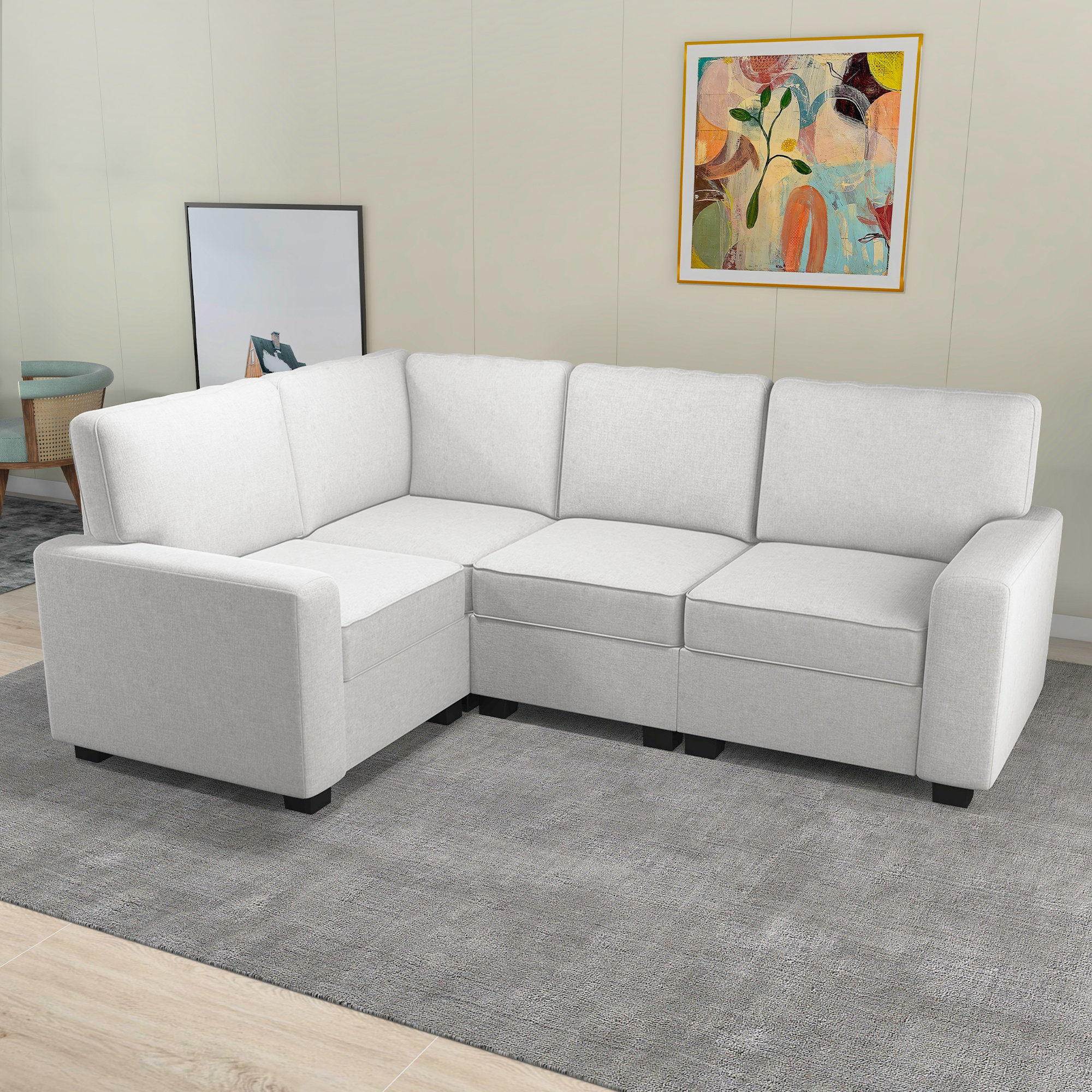 Latitude Run® Okawville 4 - Piece L Shaped Cushion Back Upholstered ...