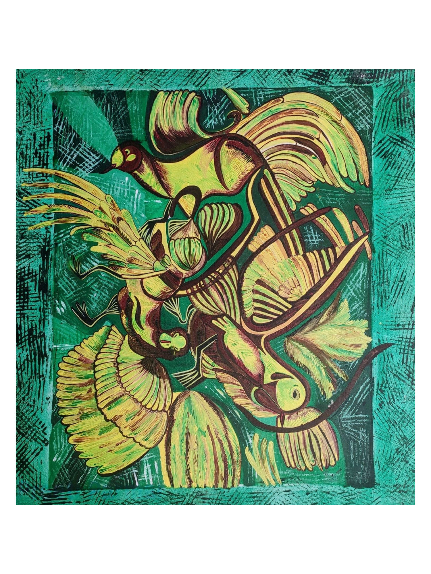 Exotic India Bond Of Birds | Acrylic On Canvas | By Preeti Parmar | Wayfair