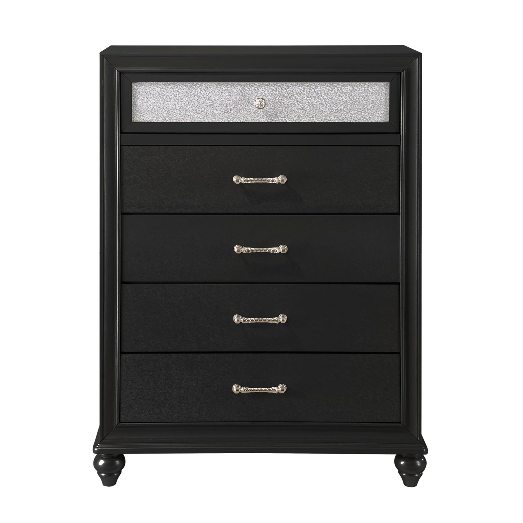 House of Hampton® Luxury Glam Five Drawer Bedroom Chest with Two-Toned ...