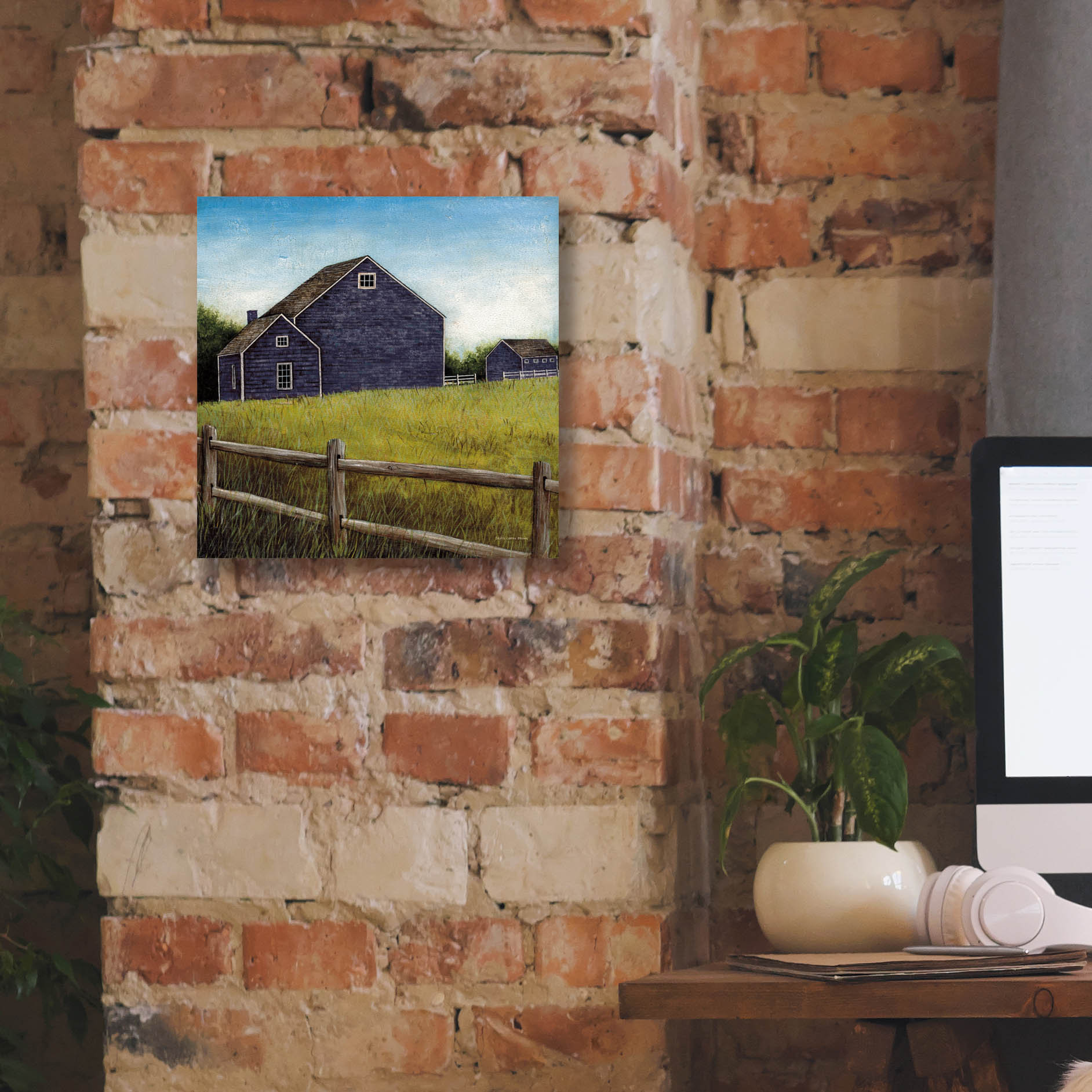 August Grove® 'Weathered Barns Navy' by David Carter Brown Canvas Wall ...