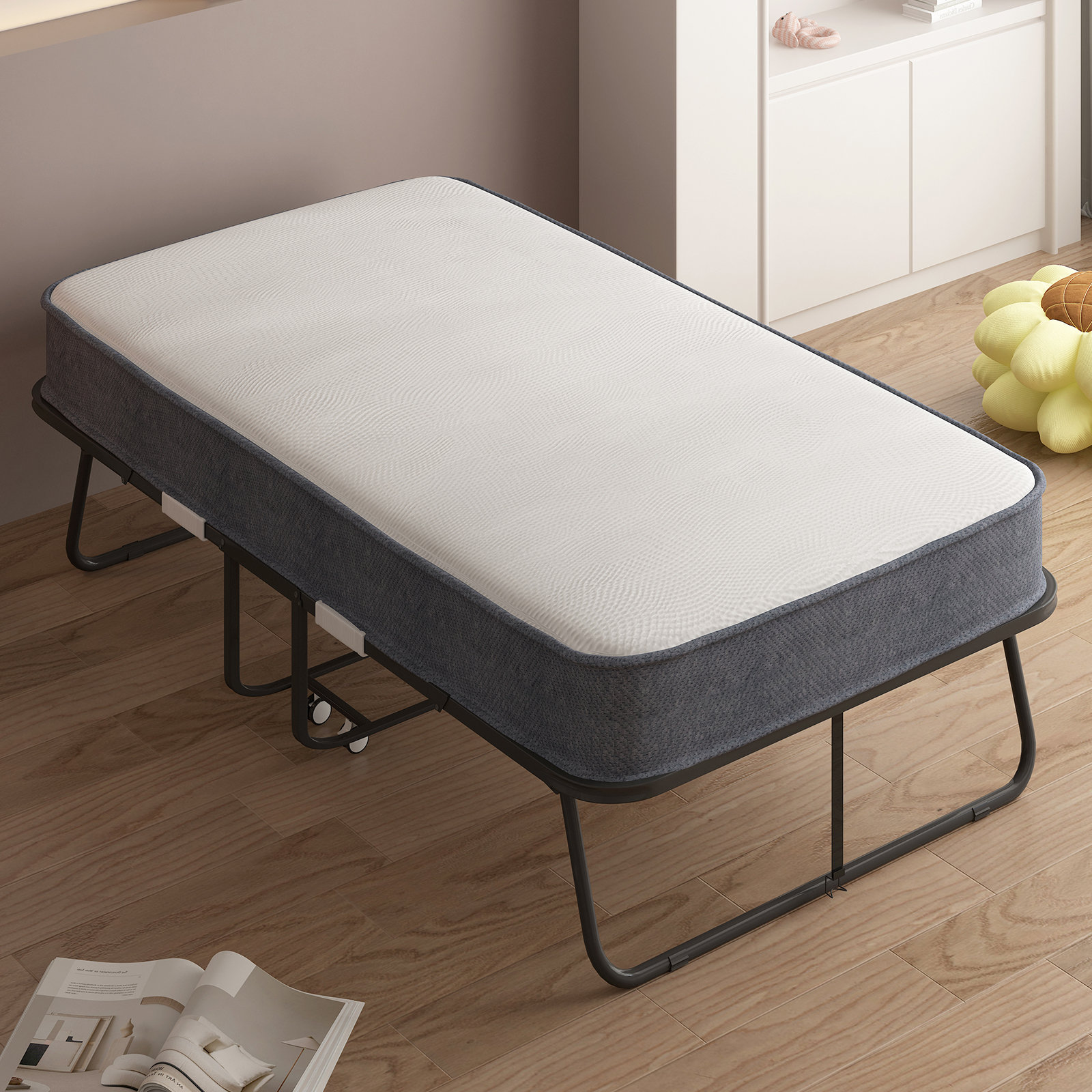 Alwyn Home Balus Folding Bed With Mattress For Adults, Roll Away Bed ...