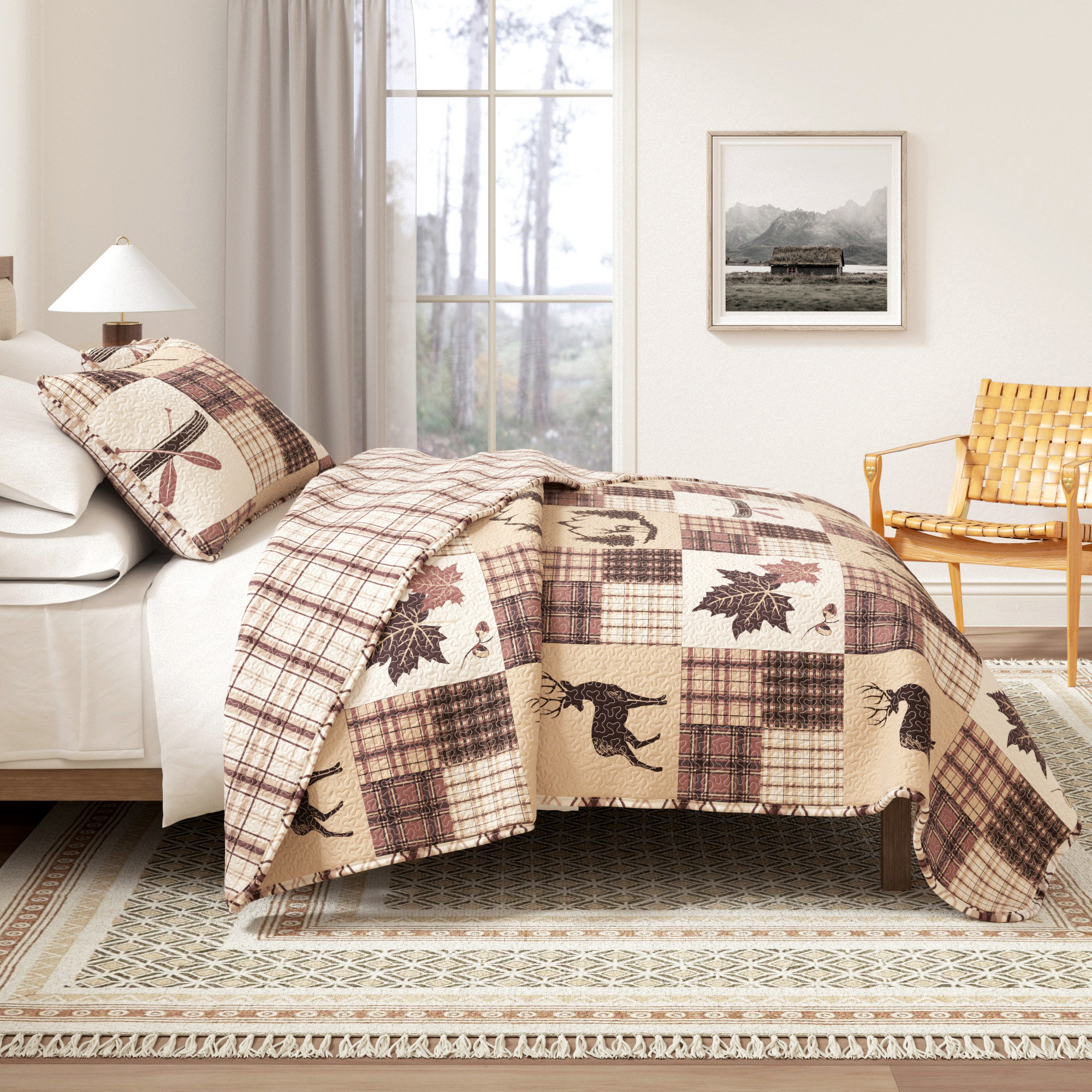 FreshFolds Nature / Lodge Inspired Patchwork Quilt Set with Shams ...