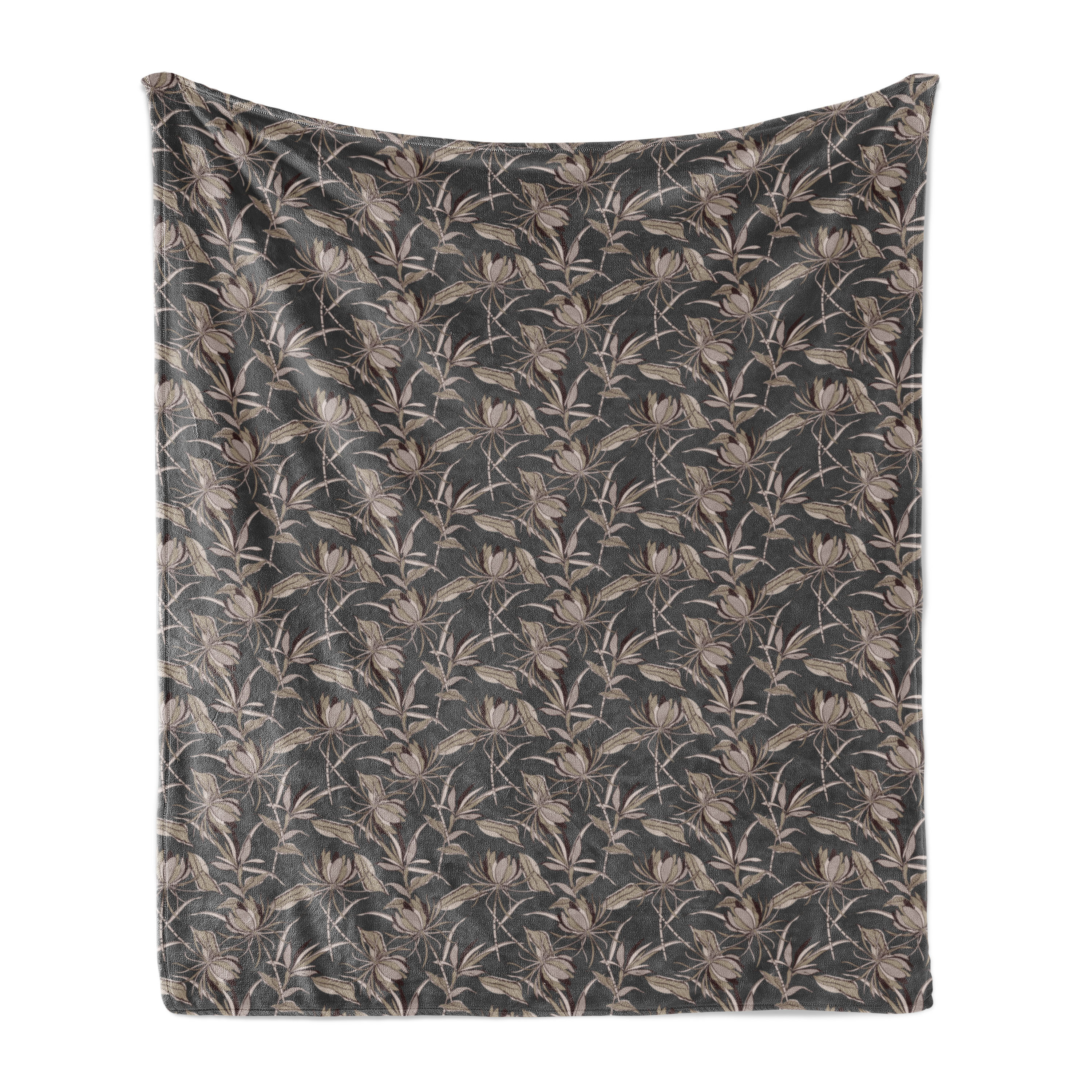 Ambesonne Floral Fleece Throw Blanket Flowers and Leaves Exotic Dark ...
