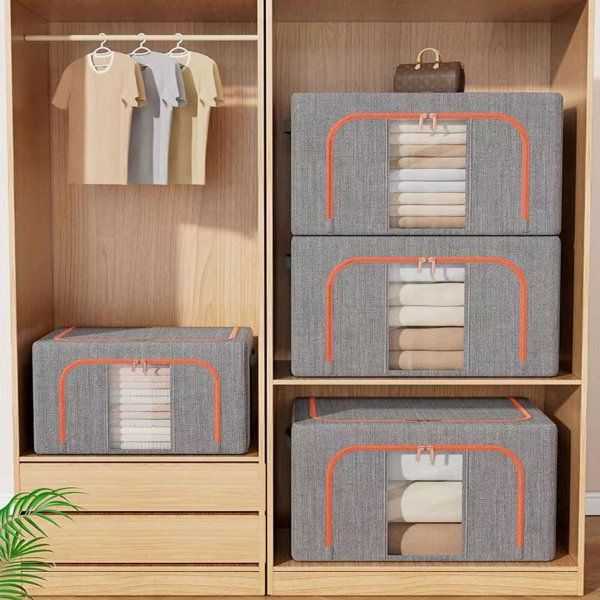 Latitude Run® Fabric Storage Bin Bags Set with Metal Frame(Extra Large ...