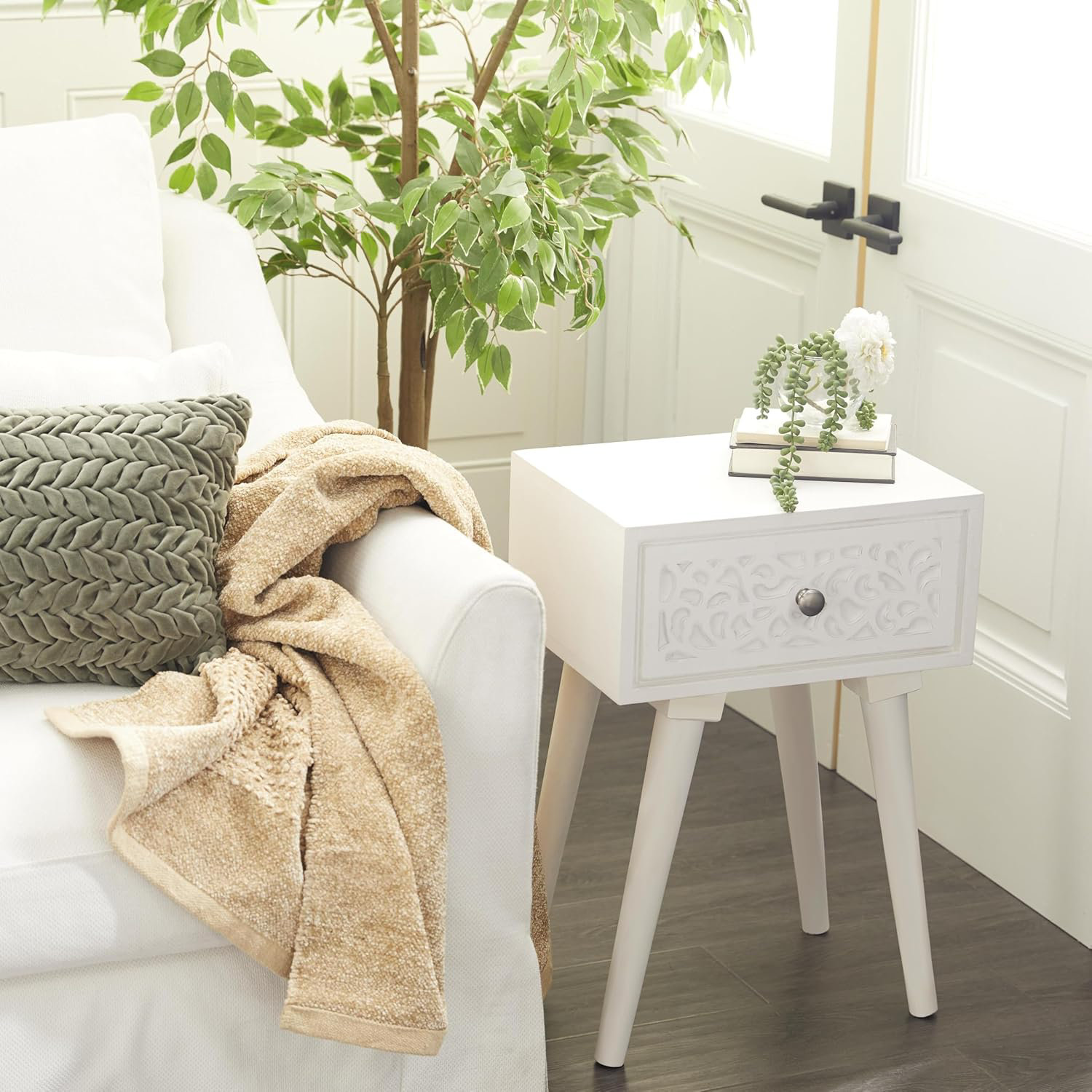 Ophelia & Co. Handcrafted Mango Wood Scroll Accent Table With Intricate ...