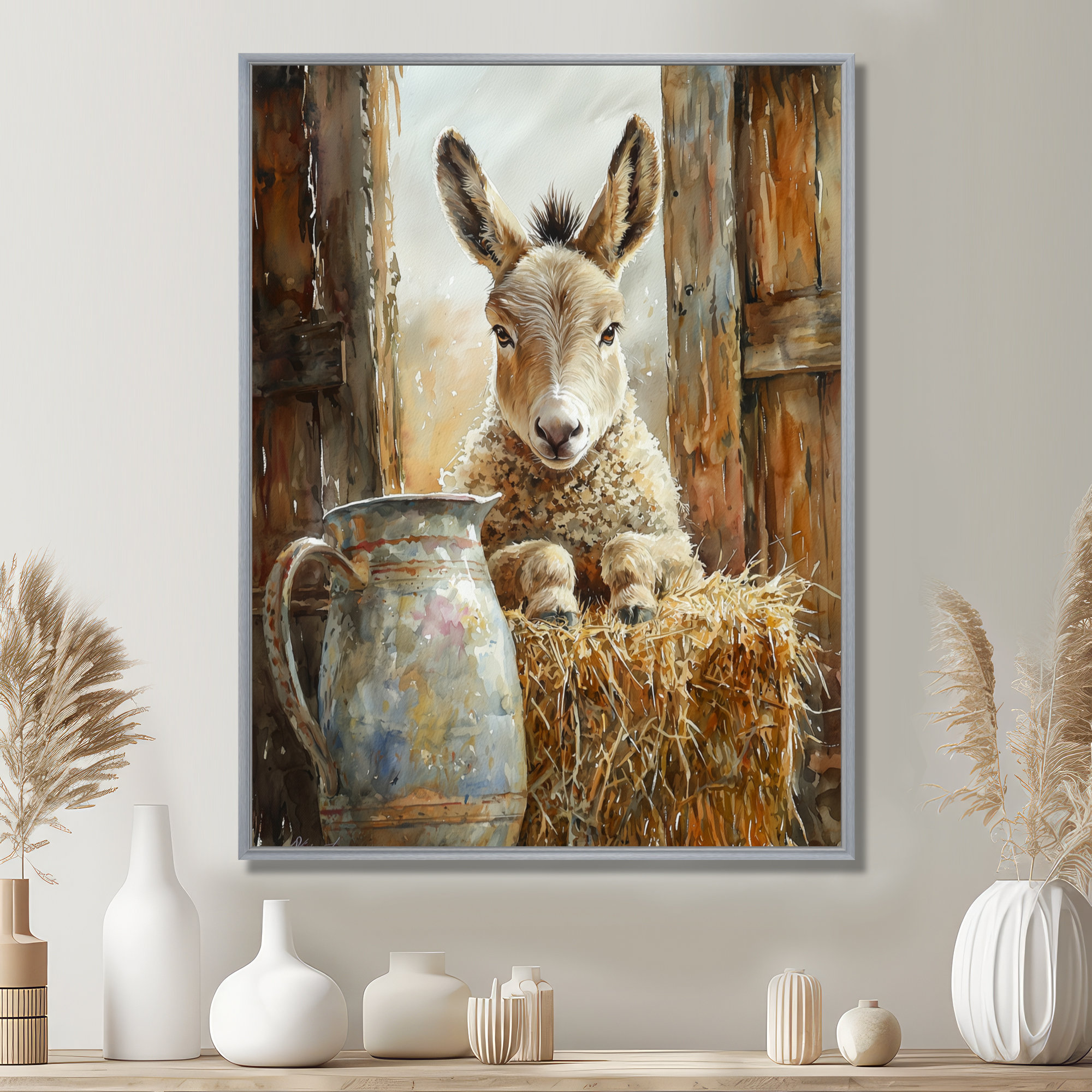 August Grove® Dulcio Donkey Portrait At The Barn I - Donkey Large Wall ...