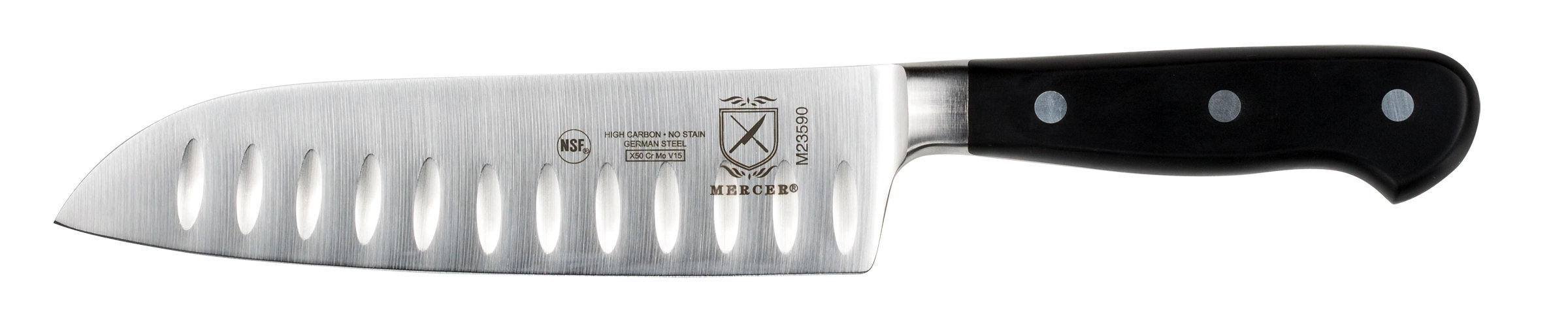 Mercer Cutlery Renaissance Forged Riveted 7" Santoku Knife with Granton ...