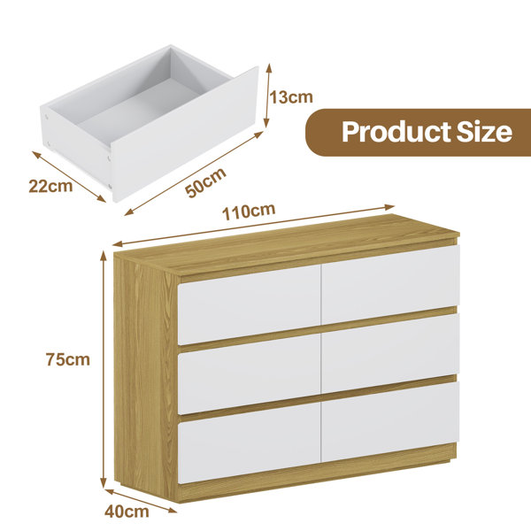 17 Stories Chest of Drawers 6 Drawers Modern Bedroom Dresser with ...